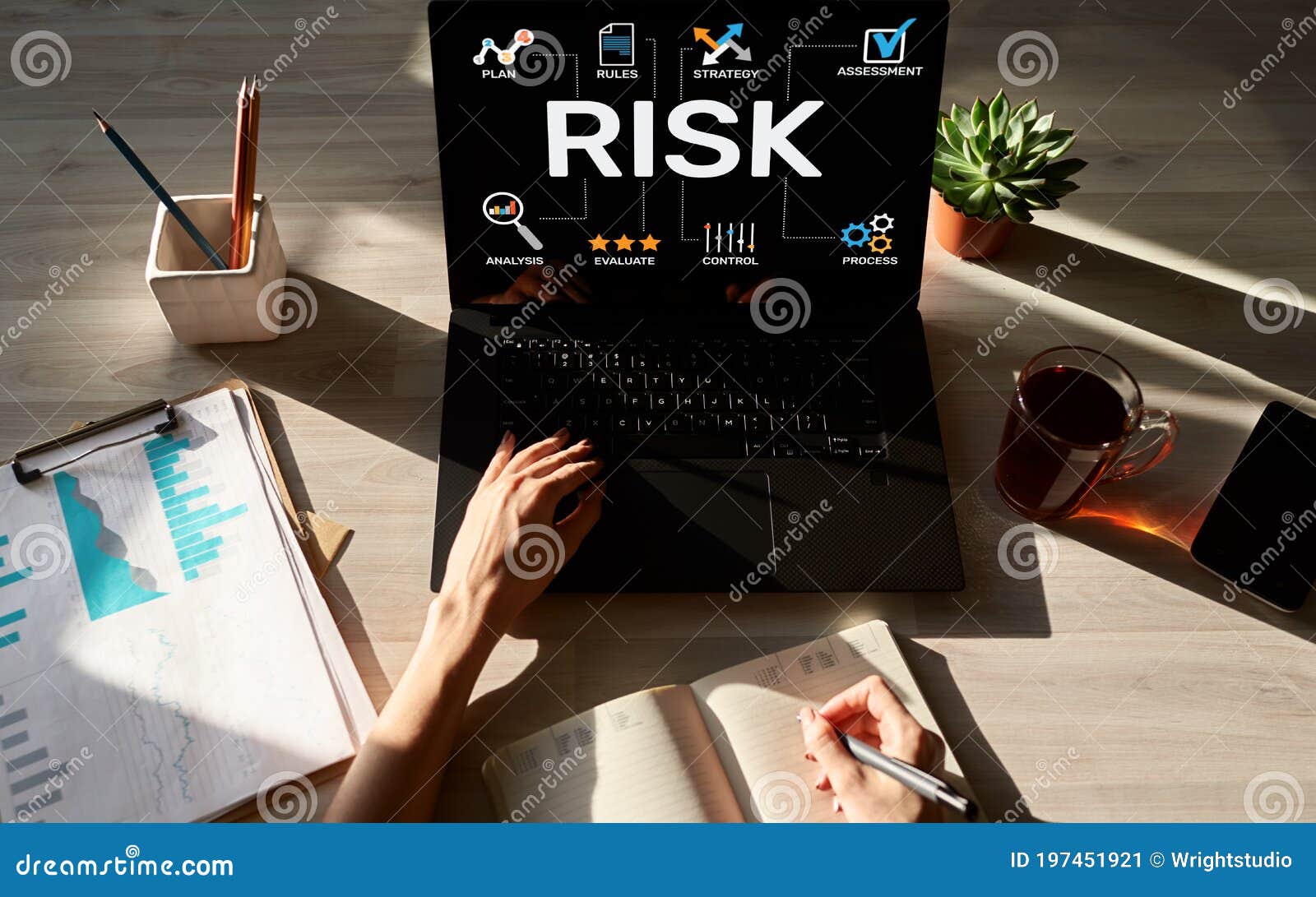 Risk Management Business and Technology Concept on Virtual Screen ...