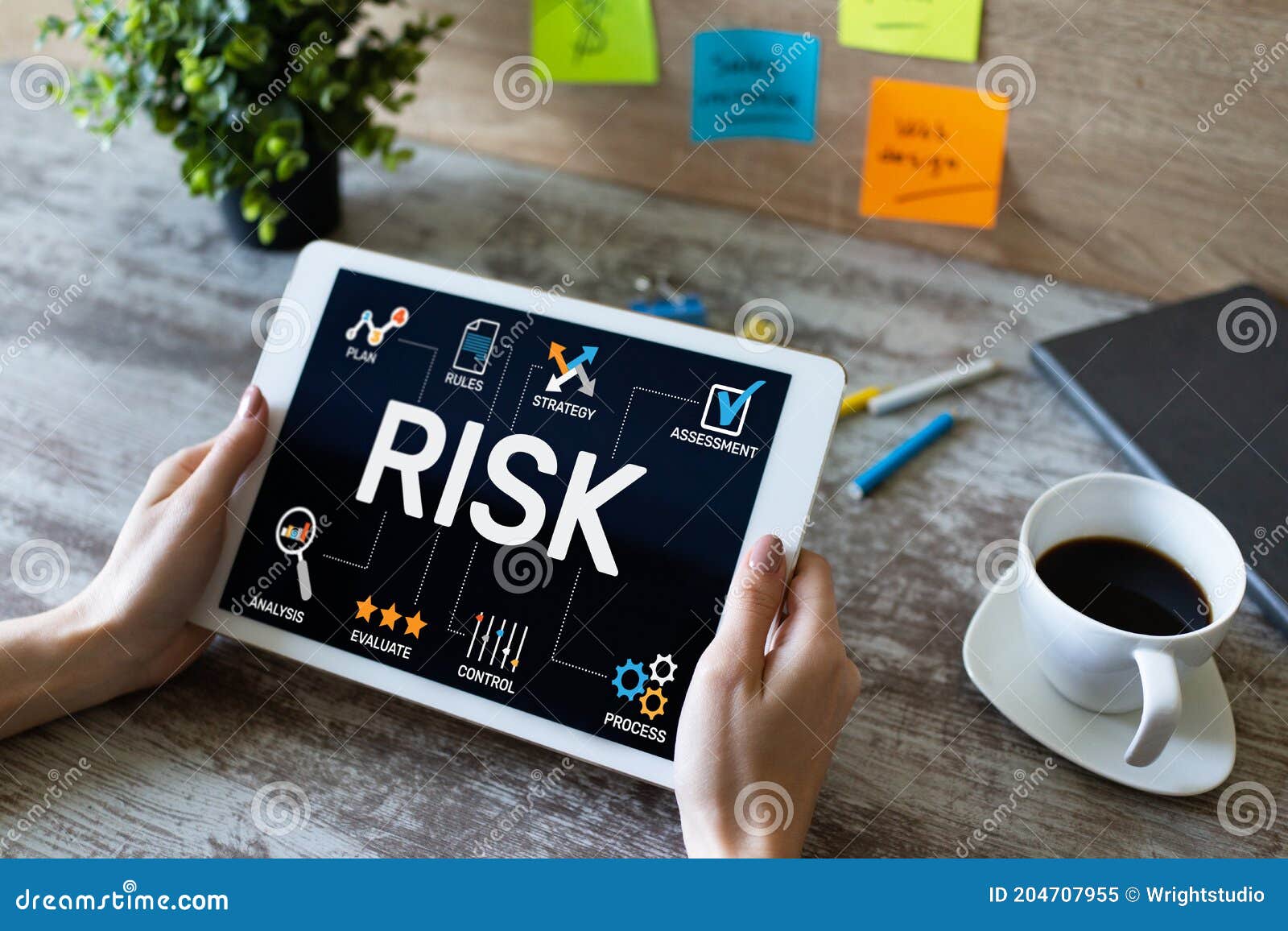 Risk Management Business and Technology Concept on Virtual Screen ...