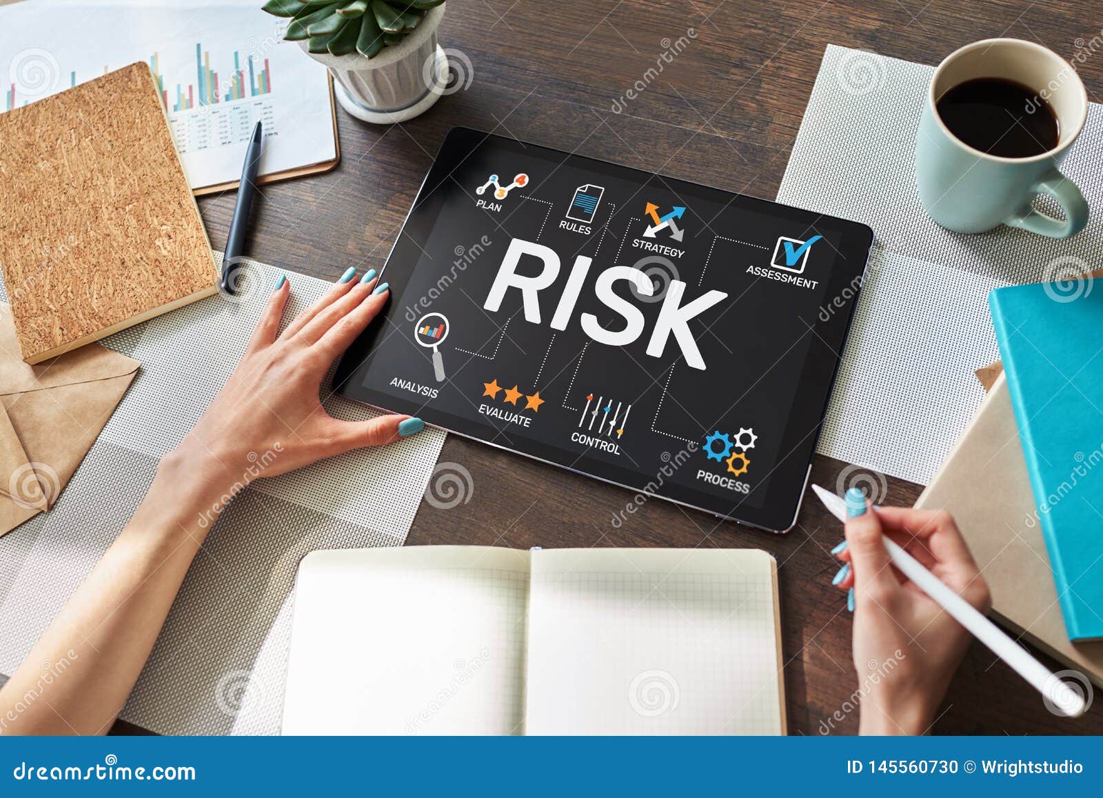 Risk Management Business and Technology Concept on Virtual Screen ...