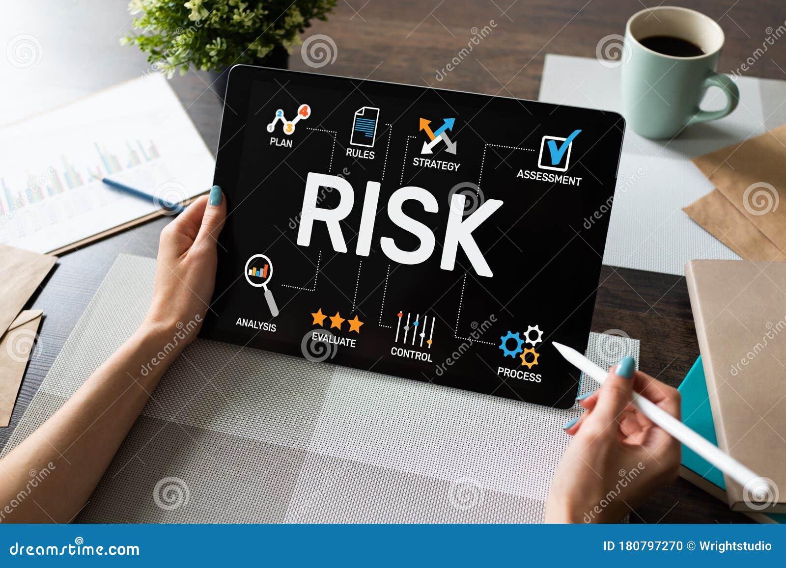 Risk Management Business and Technology Concept on Virtual Screen ...