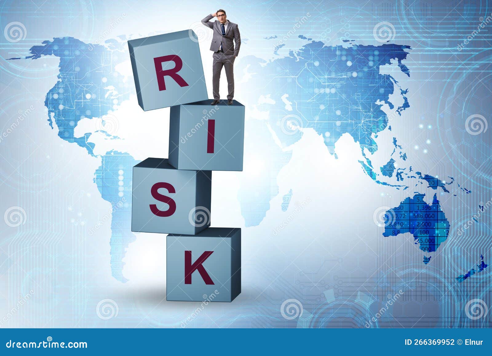Risk Management Concept with Businessman on Cubes Stock Photo - Image ...