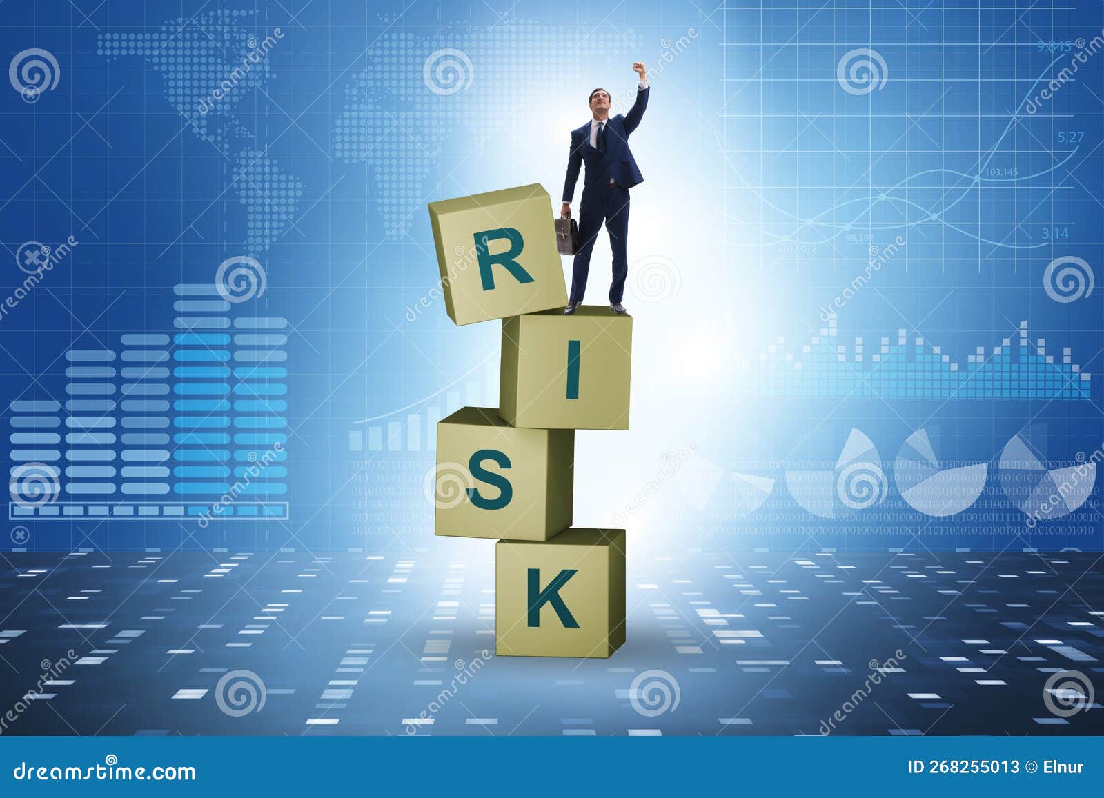 Risk Management Concept with Businessman on Cubes Stock Image - Image ...