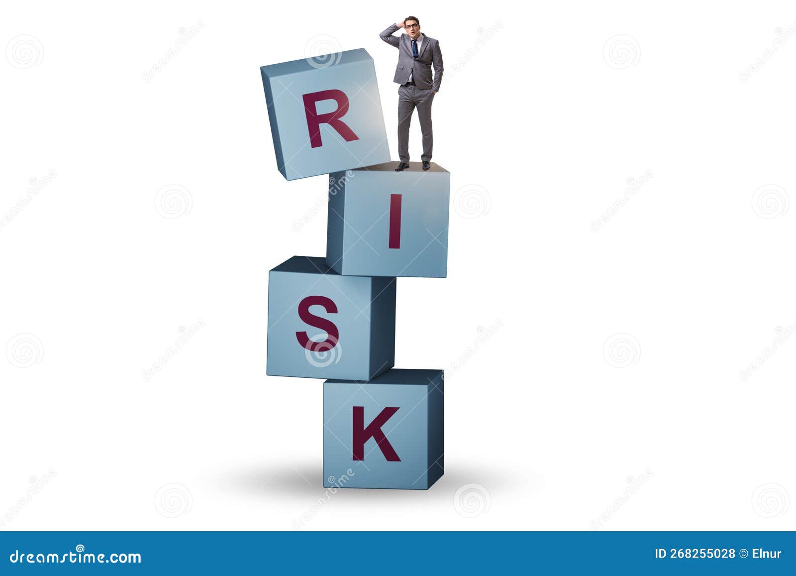 Risk Management Concept with Businessman on Cubes Stock Photo - Image ...