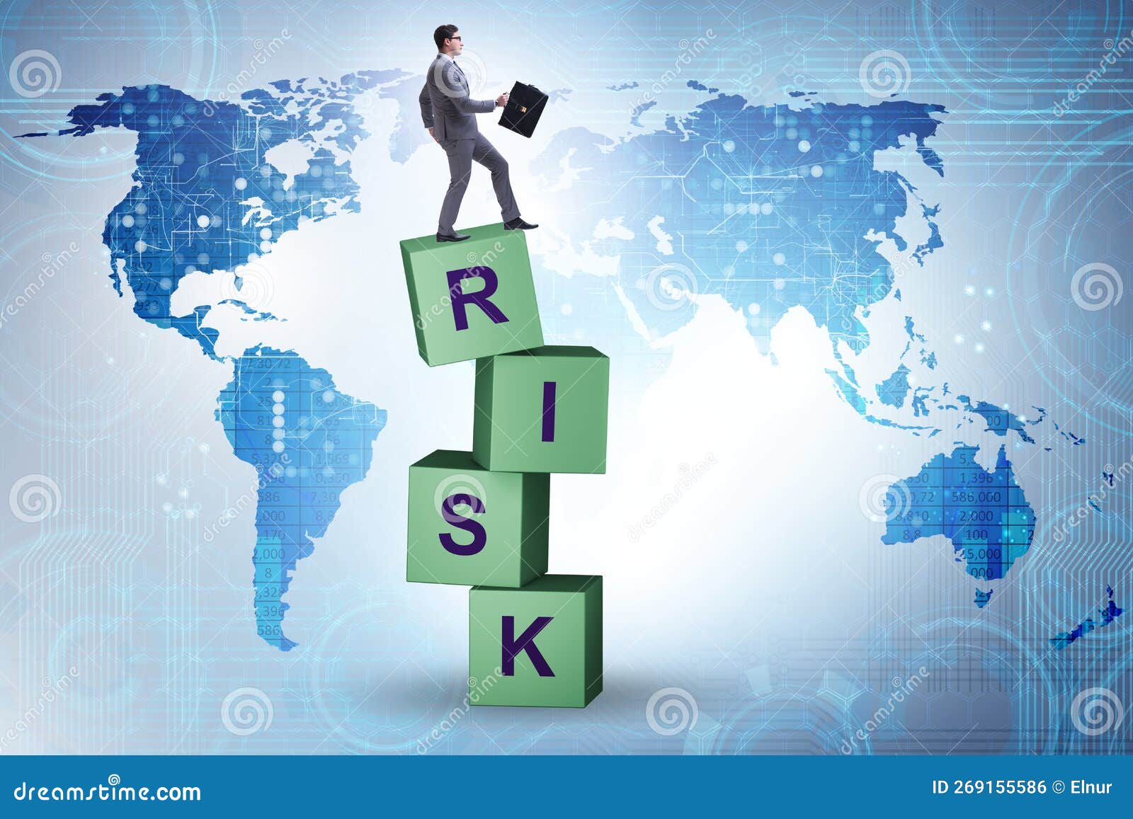 Risk Management Concept with Businessman on Cubes Stock Illustration ...