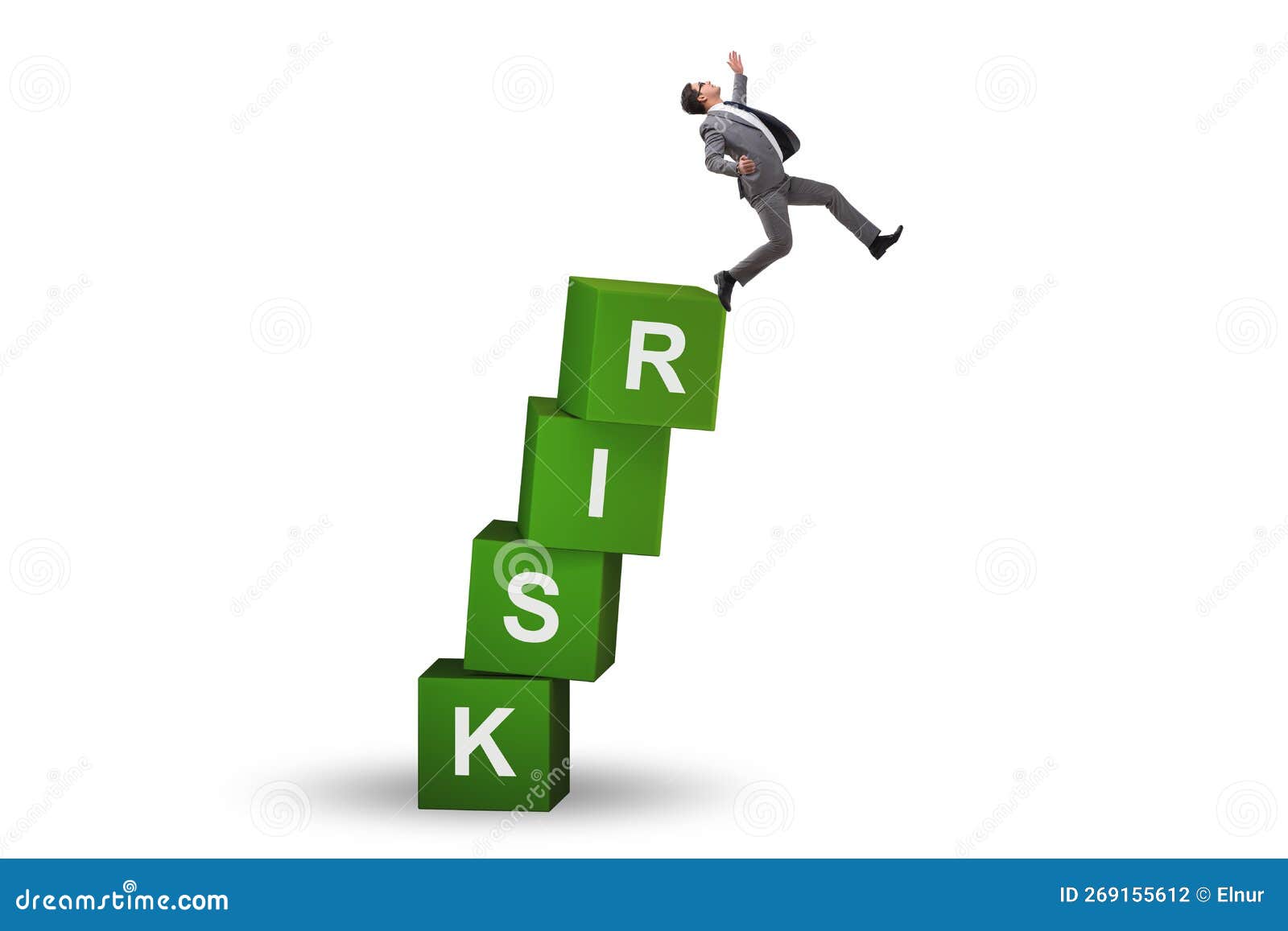 Risk Management Concept with Businessman on Cubes Stock Illustration ...