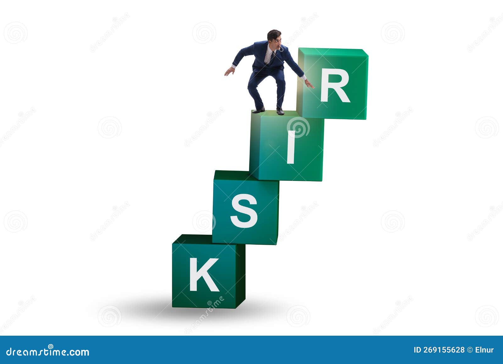 Risk Management Concept with Businessman on Cubes Stock Illustration ...