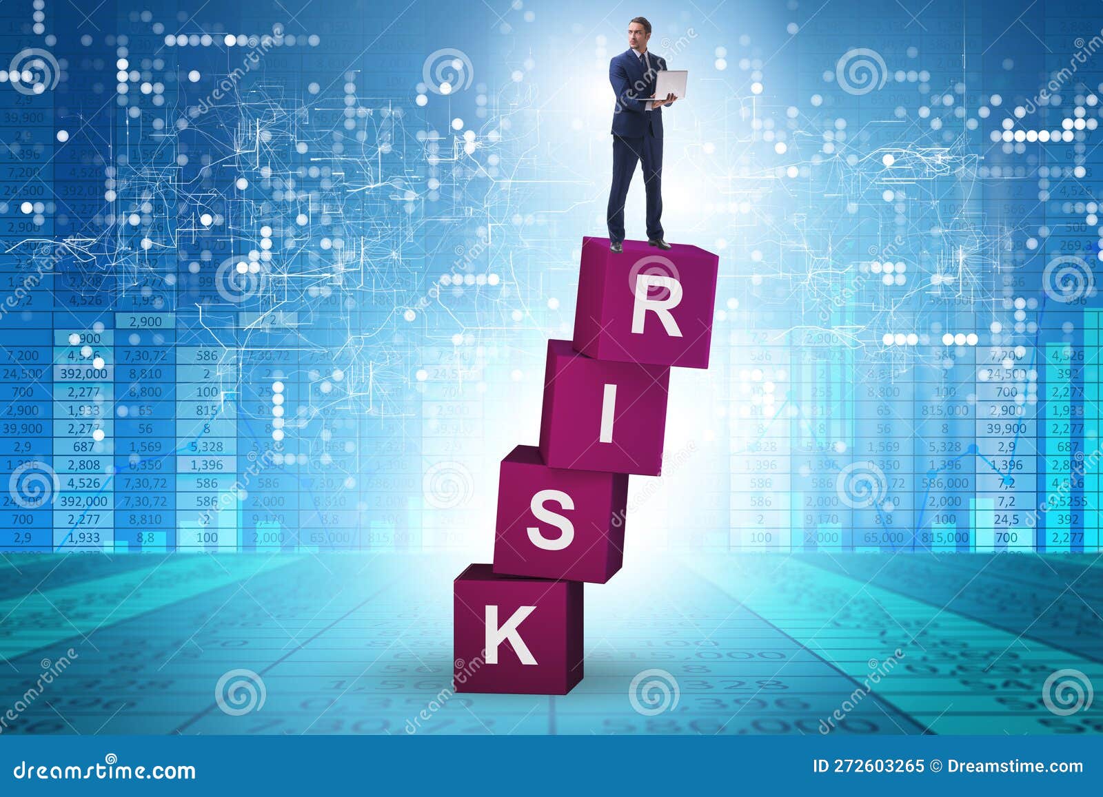 Risk Management Concept with Businessman on Cubes Stock Image - Image ...