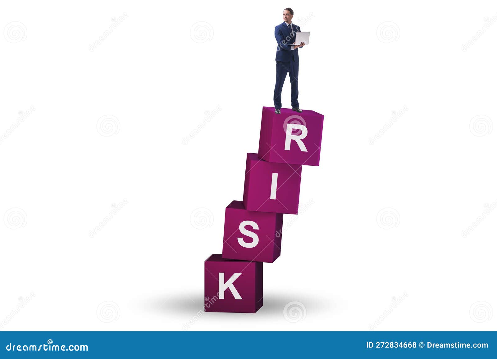 Risk Management Concept with Businessman on Cubes Stock Photo - Image ...