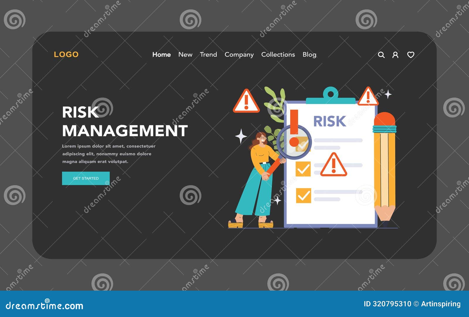 Risk Management Concept. Flat Vector Stock Vector - Illustration of ...
