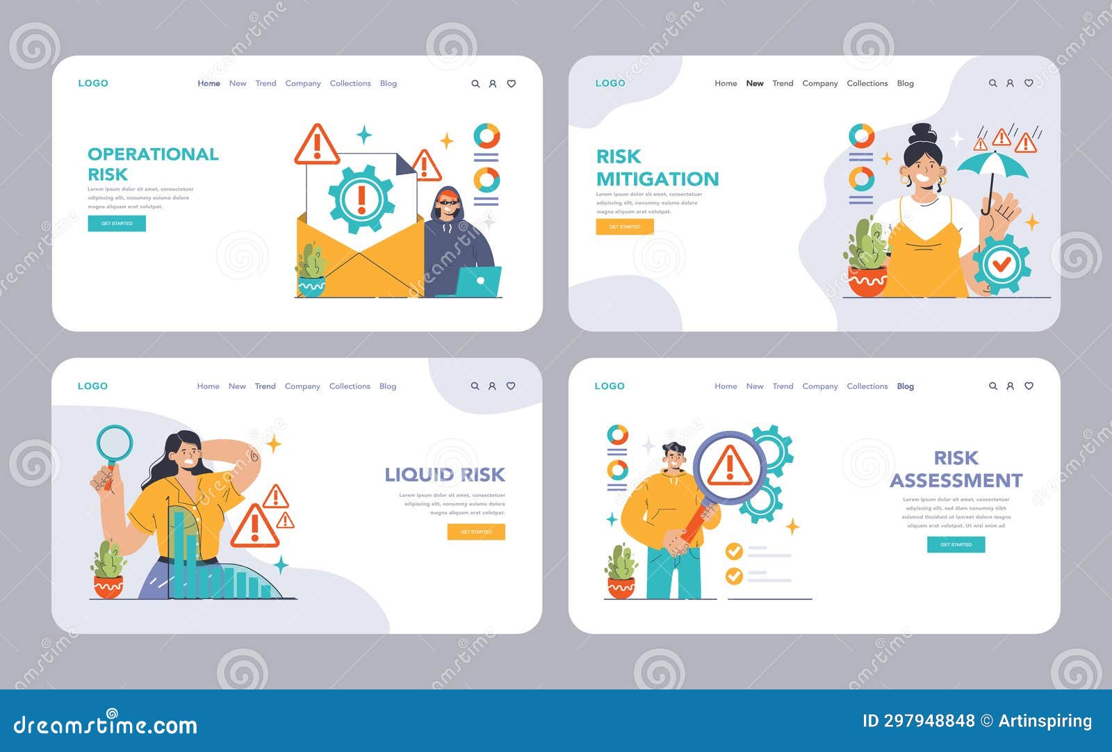 Risk Management Concept. Flat Vector Illustration Stock Vector ...