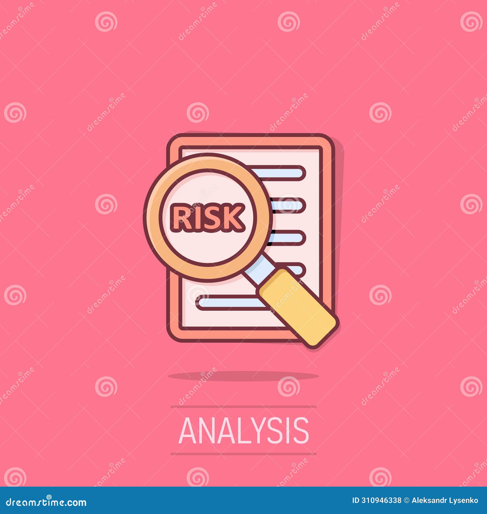 Risk Management Icon In Comic Style. Document Cartoon Vector ...