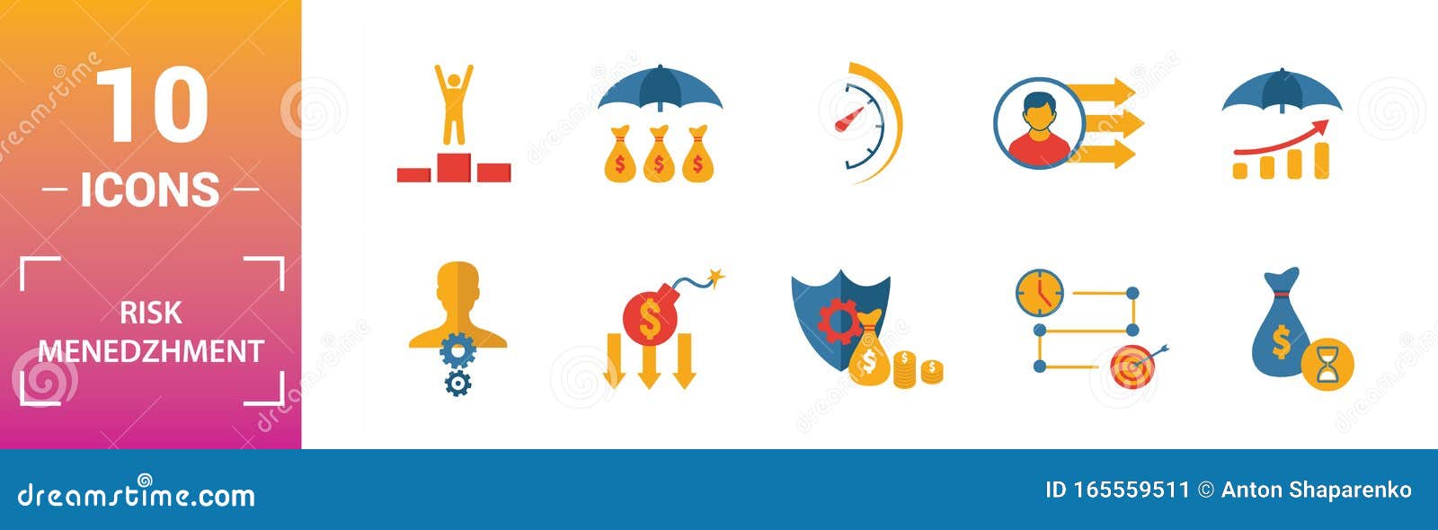 Risk Management Icon Set. Include Creative Elements Risk Management ...