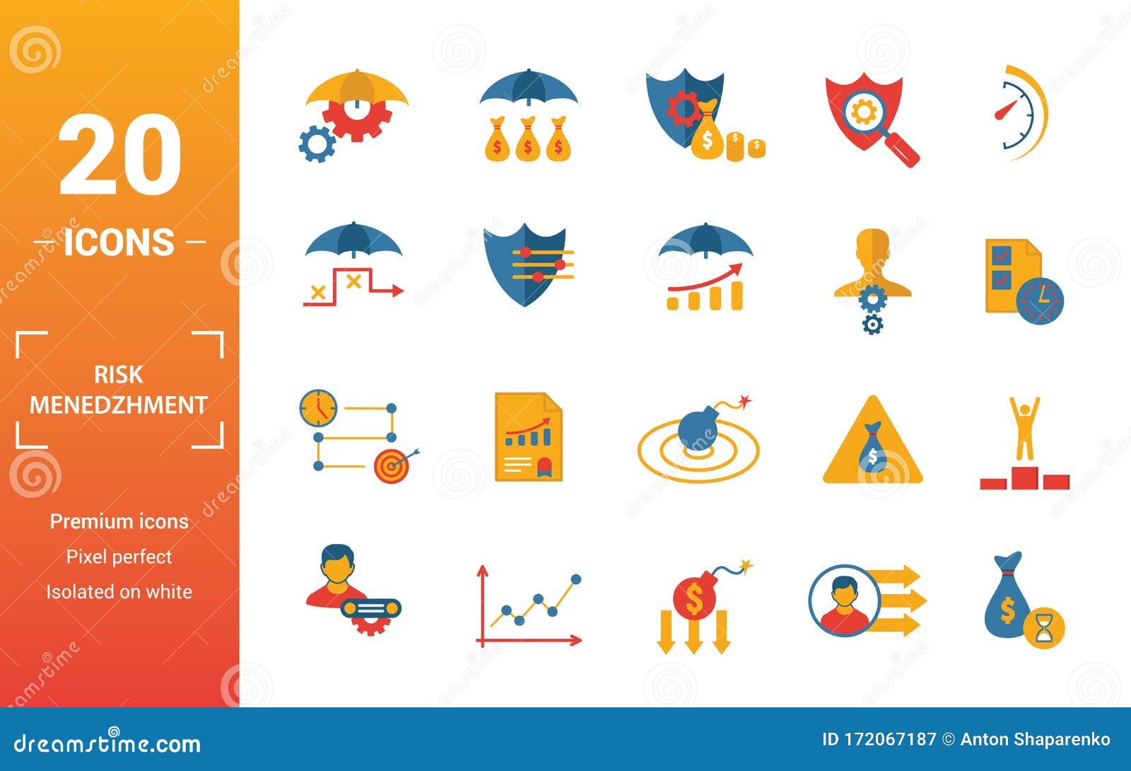 Risk Management Icon Set. Include Creative Elements Risk Management ...