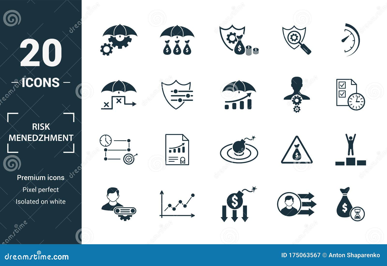 Risk Management Icon Set. Include Creative Elements Risk Management ...
