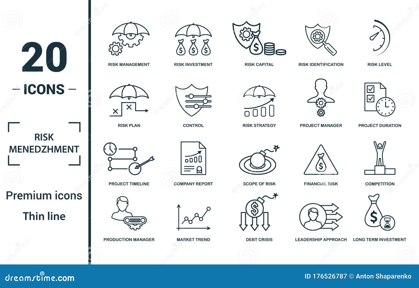Risk Management Icon Set. Include Creative Elements Risk Management ...