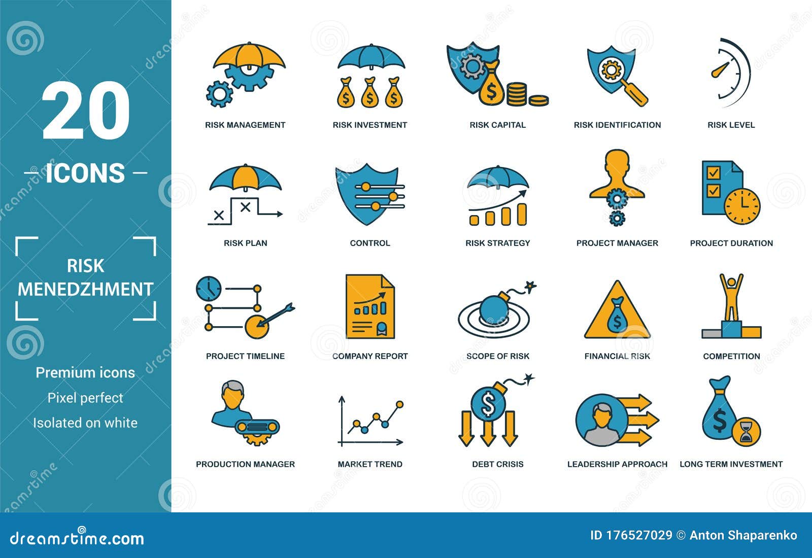 Risk Management Icon Set. Include Creative Elements Risk Management ...