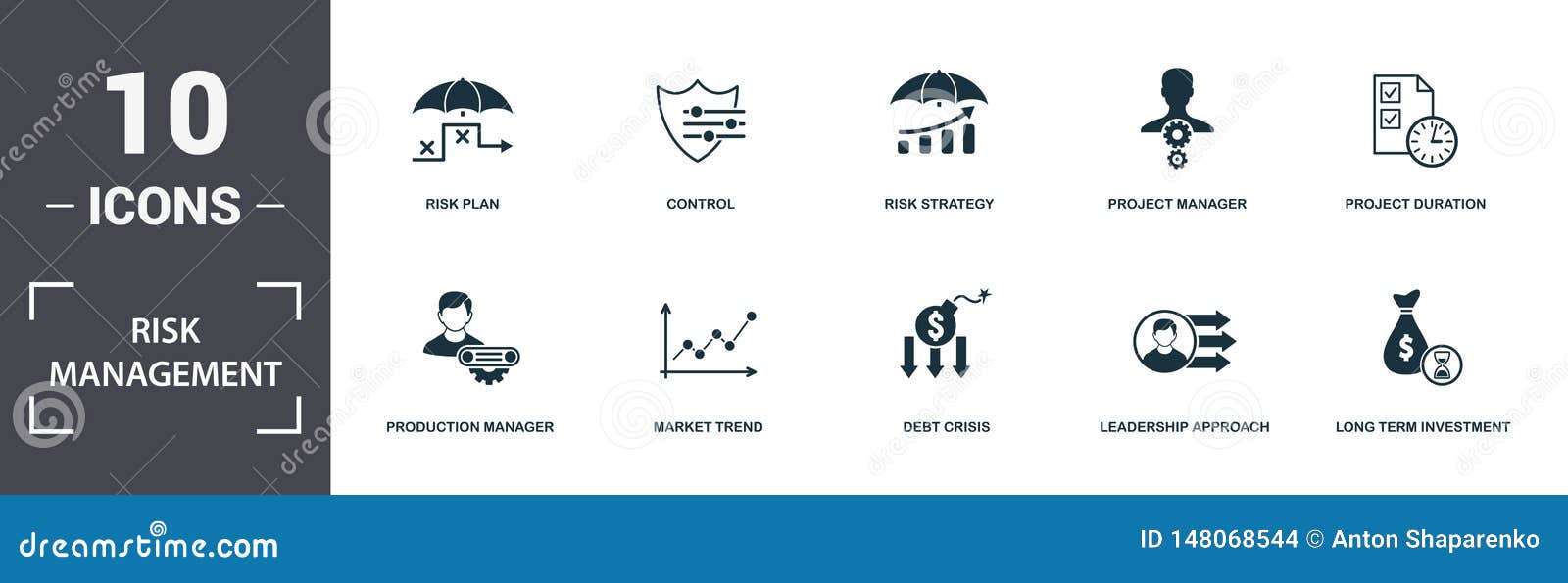 Risk Management Icons Set Collection. Includes Simple Elements Such As ...