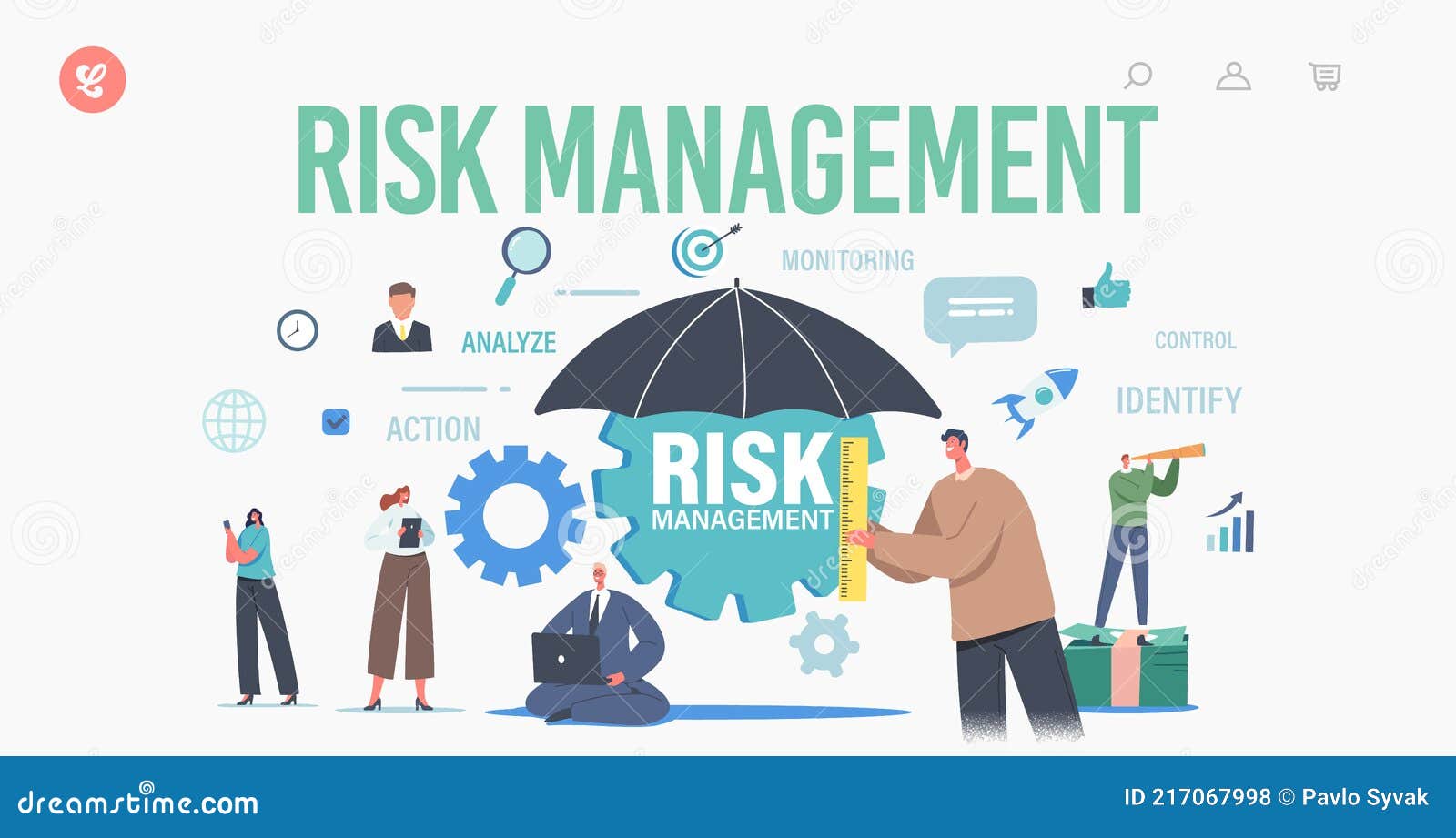 Risk Management Landing Page Template. Workgroup Characters Admit ...