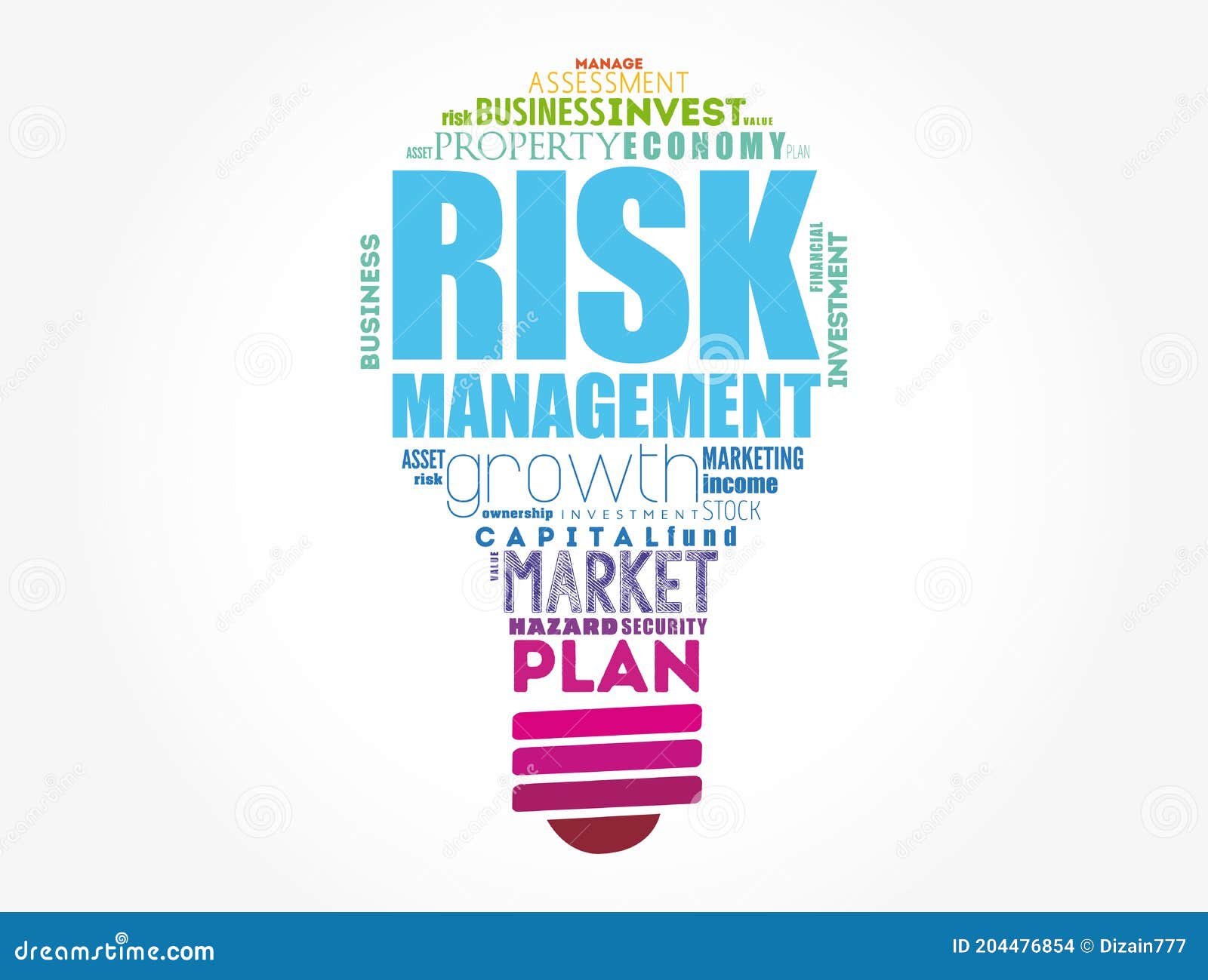 Risk Management Light Bulb Word Cloud Collage Stock Illustration ...