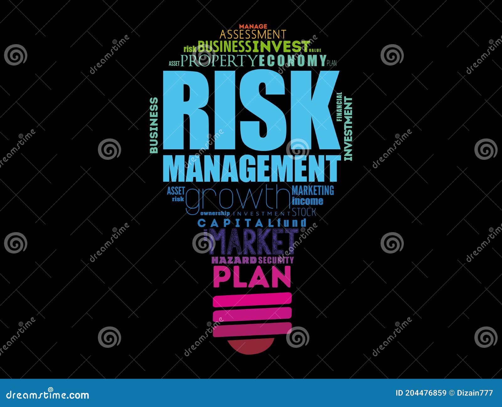 Risk Management Light Bulb Word Cloud Collage Stock Illustration ...