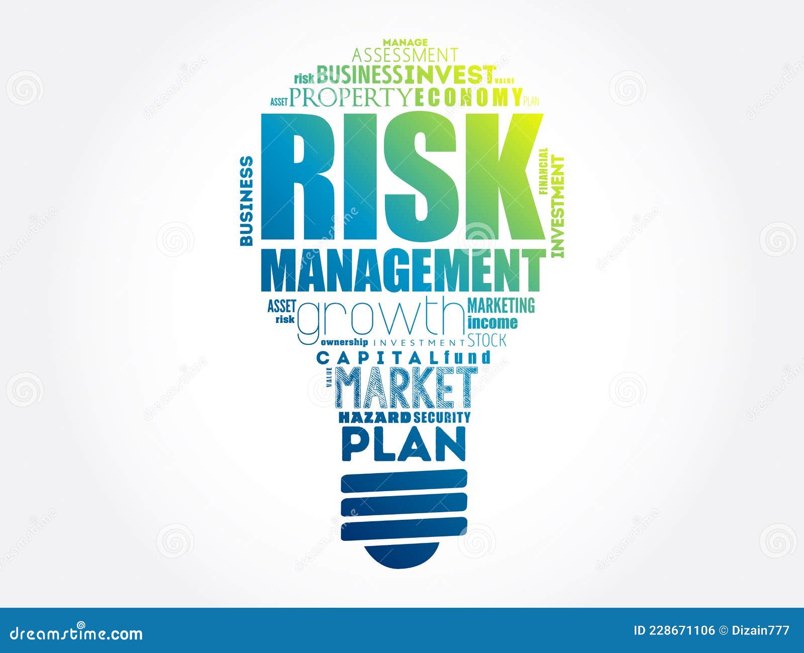 Risk Management Light Bulb Word Cloud Collage, Business Concept ...