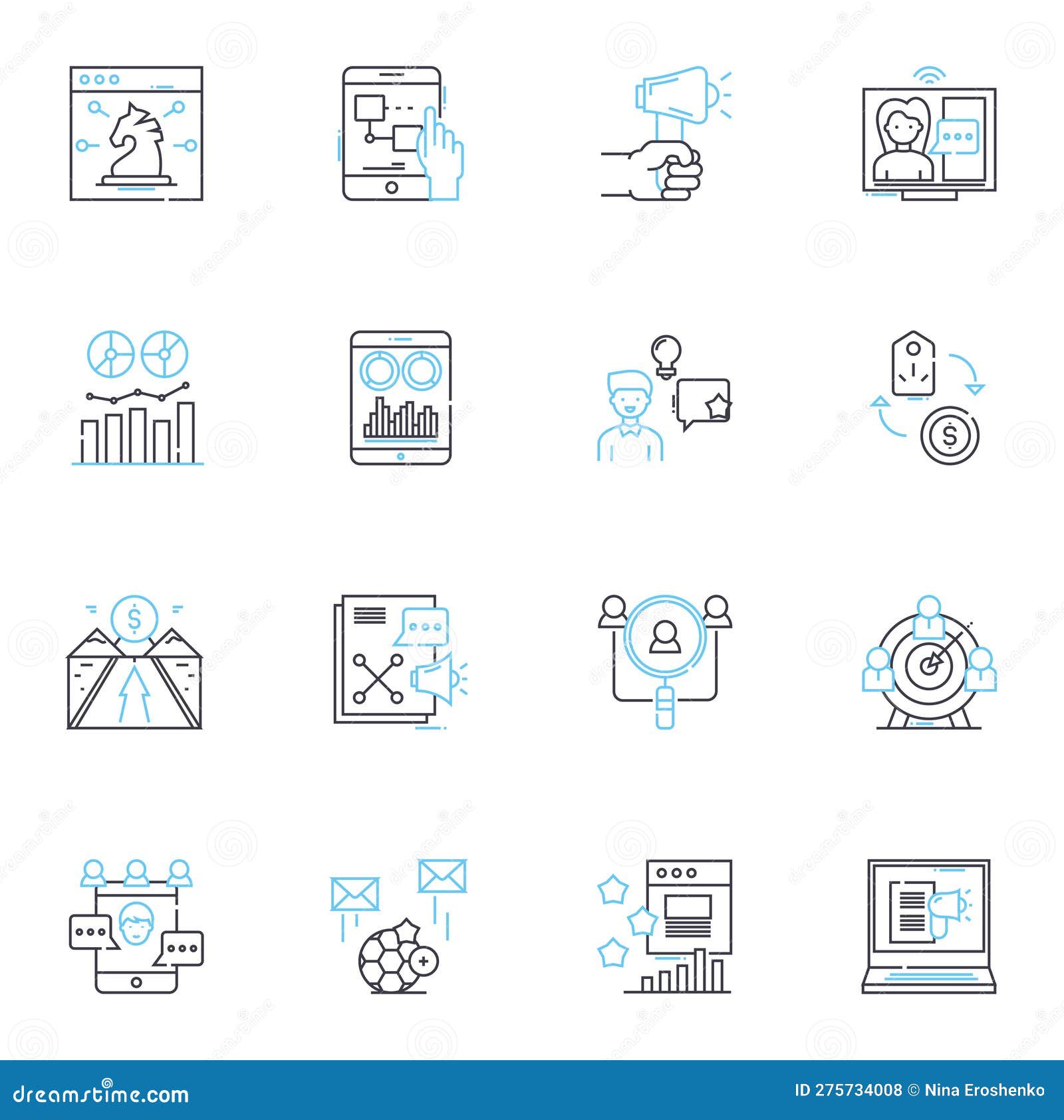Risk Management Linear Icons Set. Mitigation, Assessment, Analysis ...