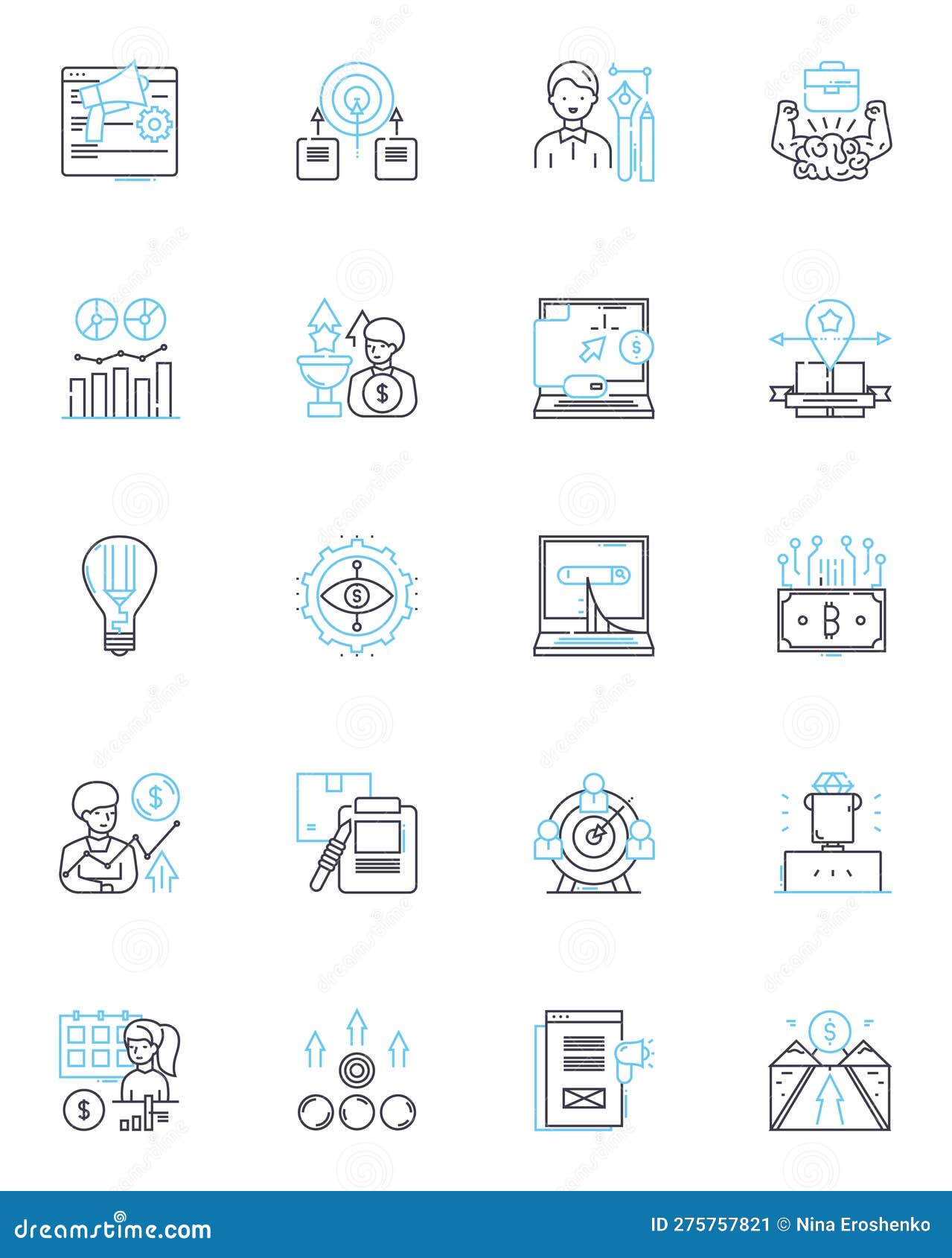 Risk Management Linear Icons Set. Mitigation, Assessment, Analysis ...