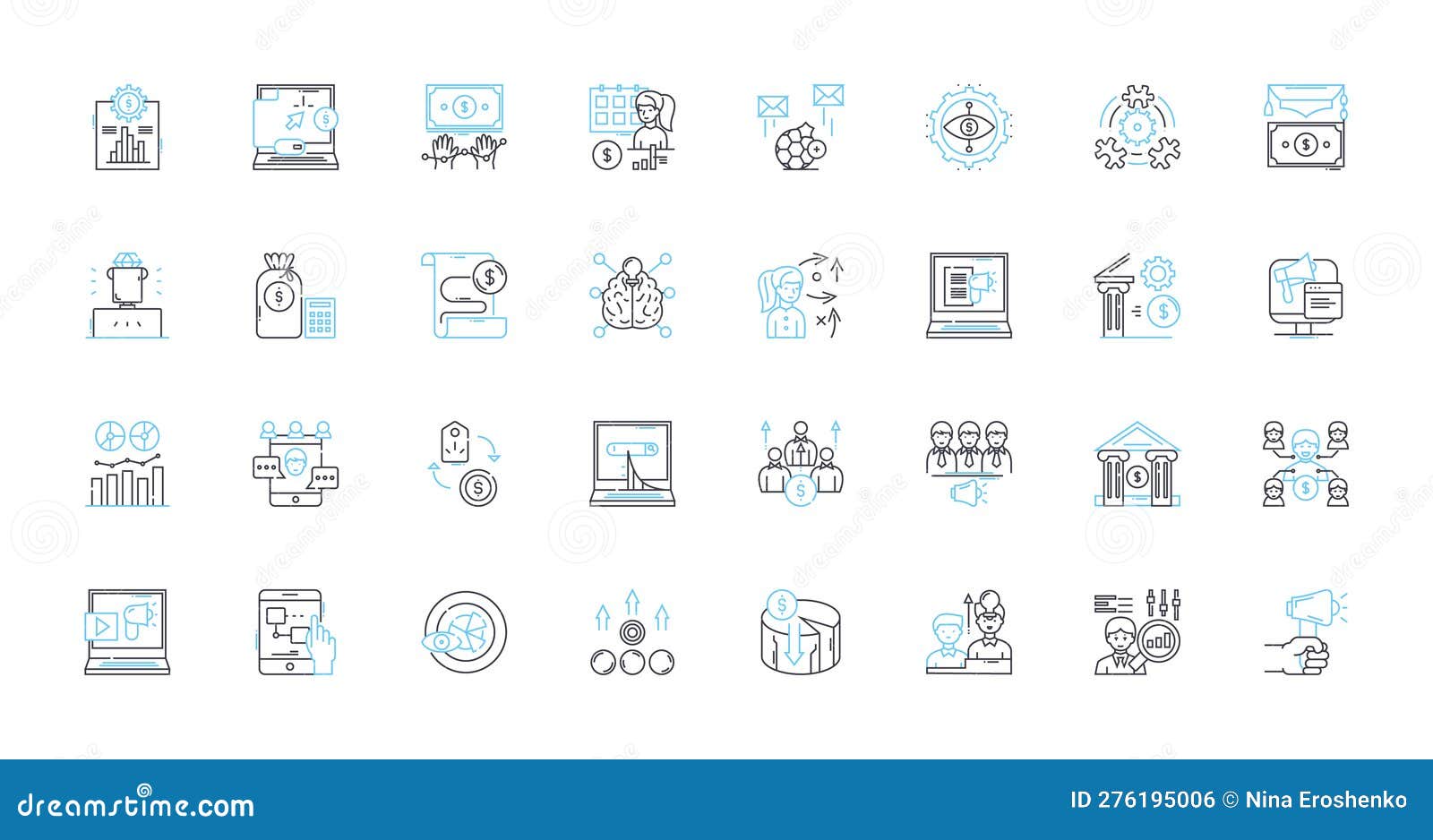 Risk Management Linear Icons Set. Mitigation, Assessment, Analysis ...