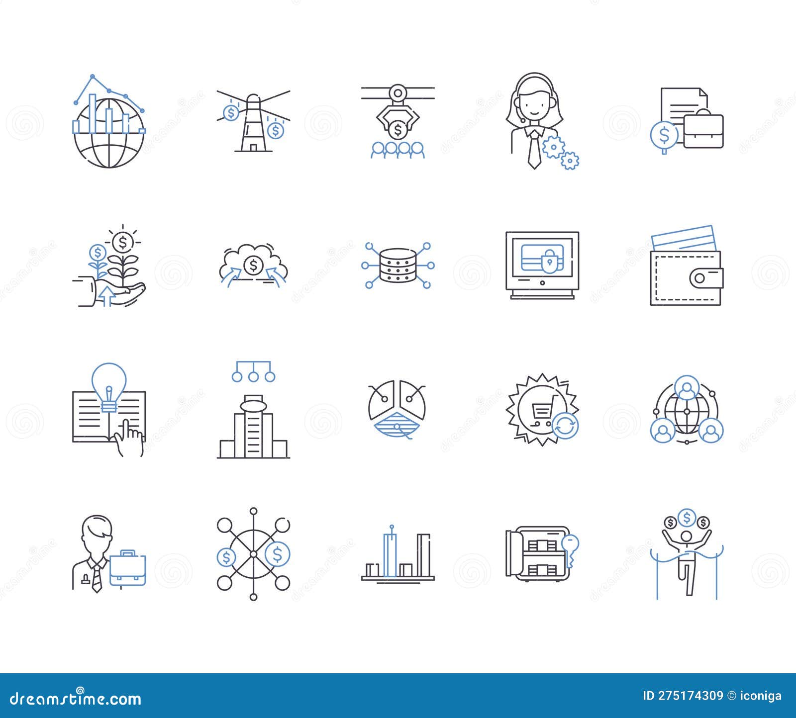 Risk Management Outline Icons Collection. Management, Risk, Strategy ...