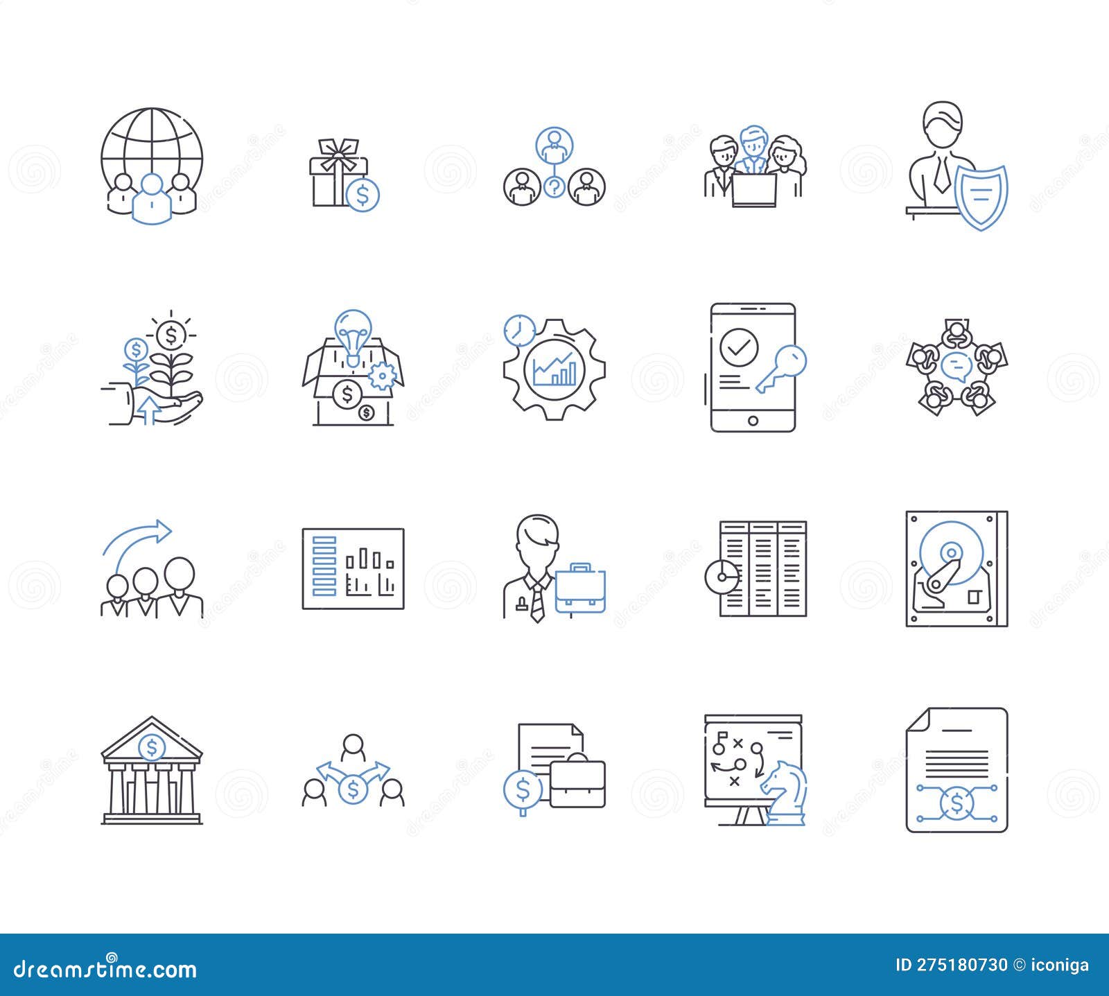 Risk Management Outline Icons Collection. Management, Risk, Strategy ...