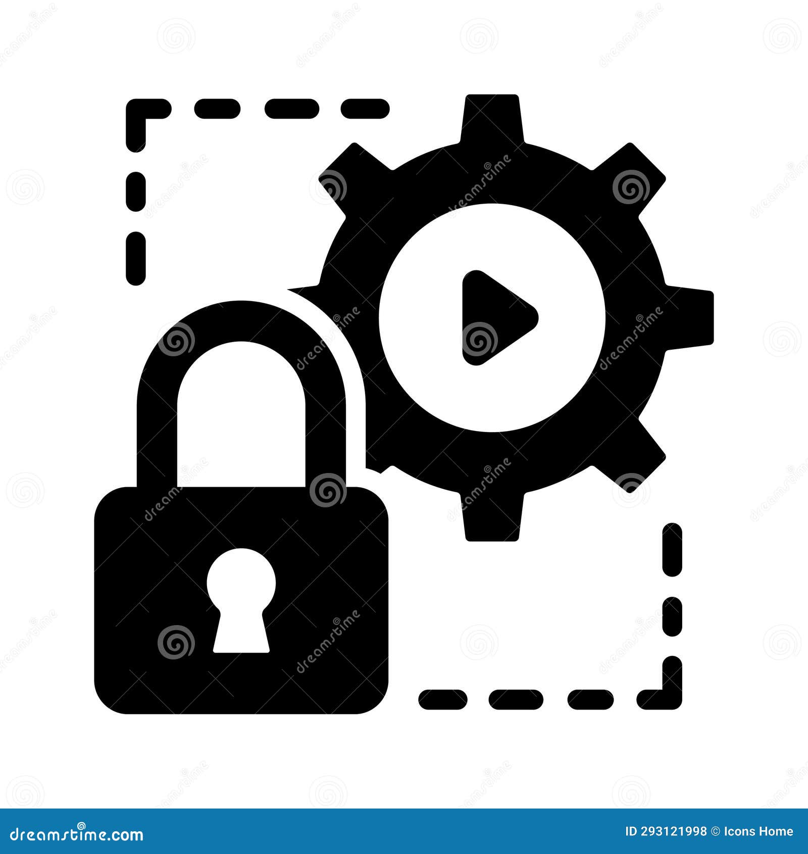 Risk Management Security Icon, with Gear and Padlock, Setting Icon ...