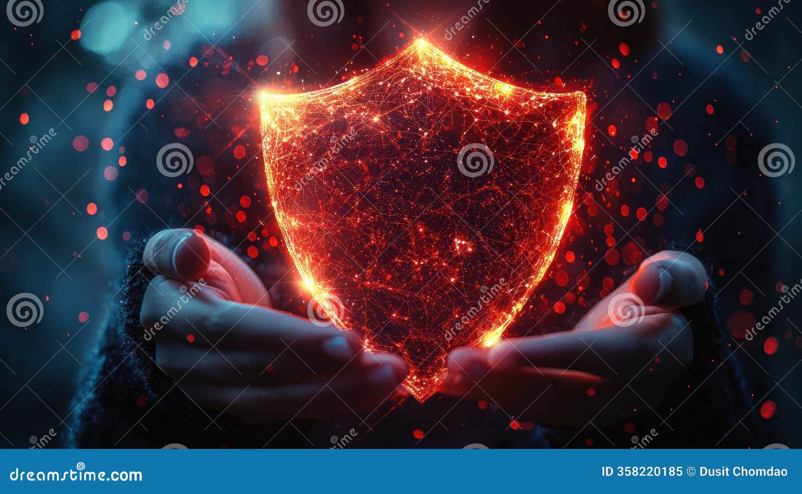 Risk Management Shield Protection Concept Glowing in Hands, Symbolizing ...