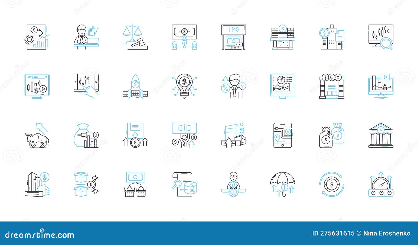 Risk Metrics Linear Icons Set. Probability, Volatility, Correlation ...