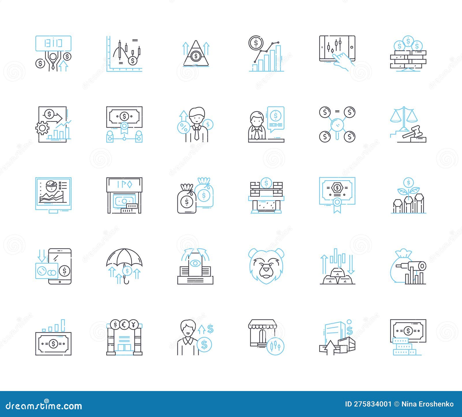 Risk Metrics Linear Icons Set. Probability, Volatility, Correlation ...