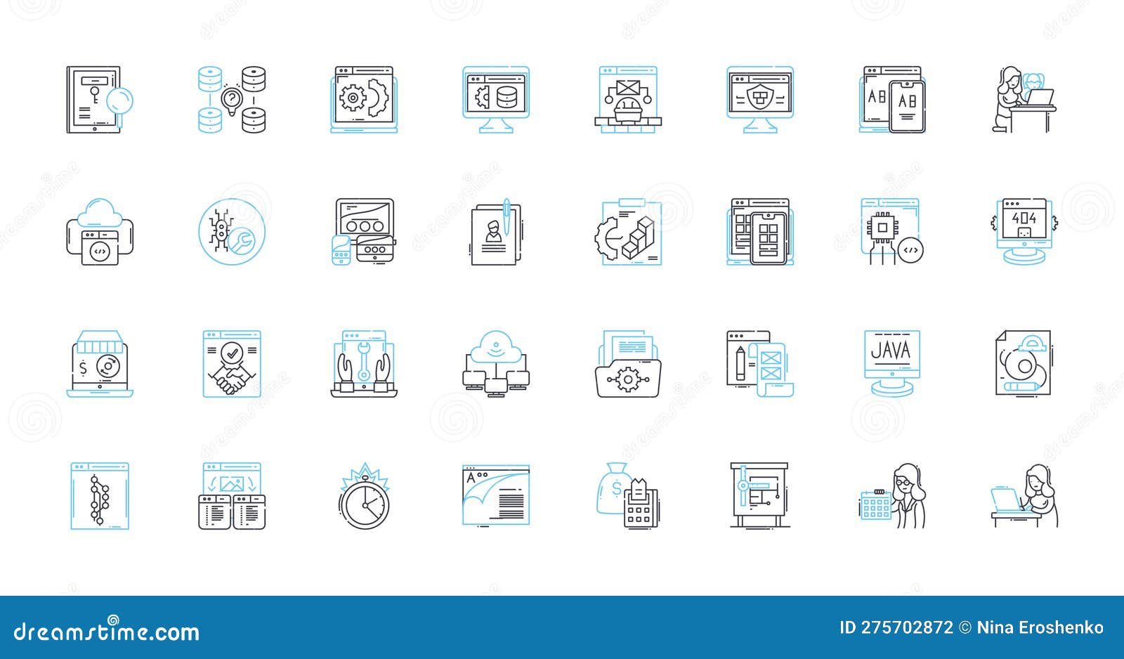 Risk Optimization Linear Icons Set. Strategy, Mitigation, Analysis ...
