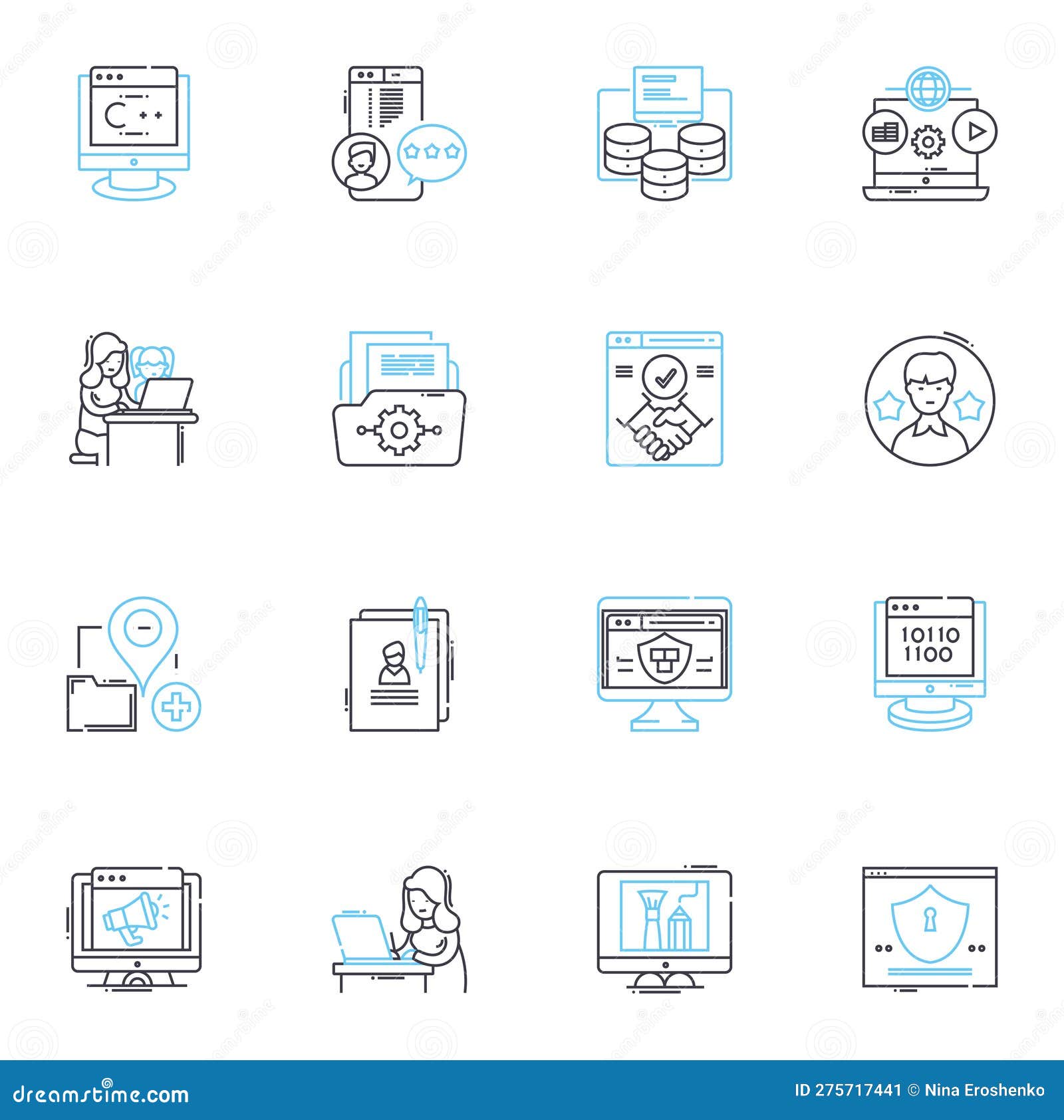 Risk Optimization Linear Icons Set. Strategy, Mitigation, Analysis ...