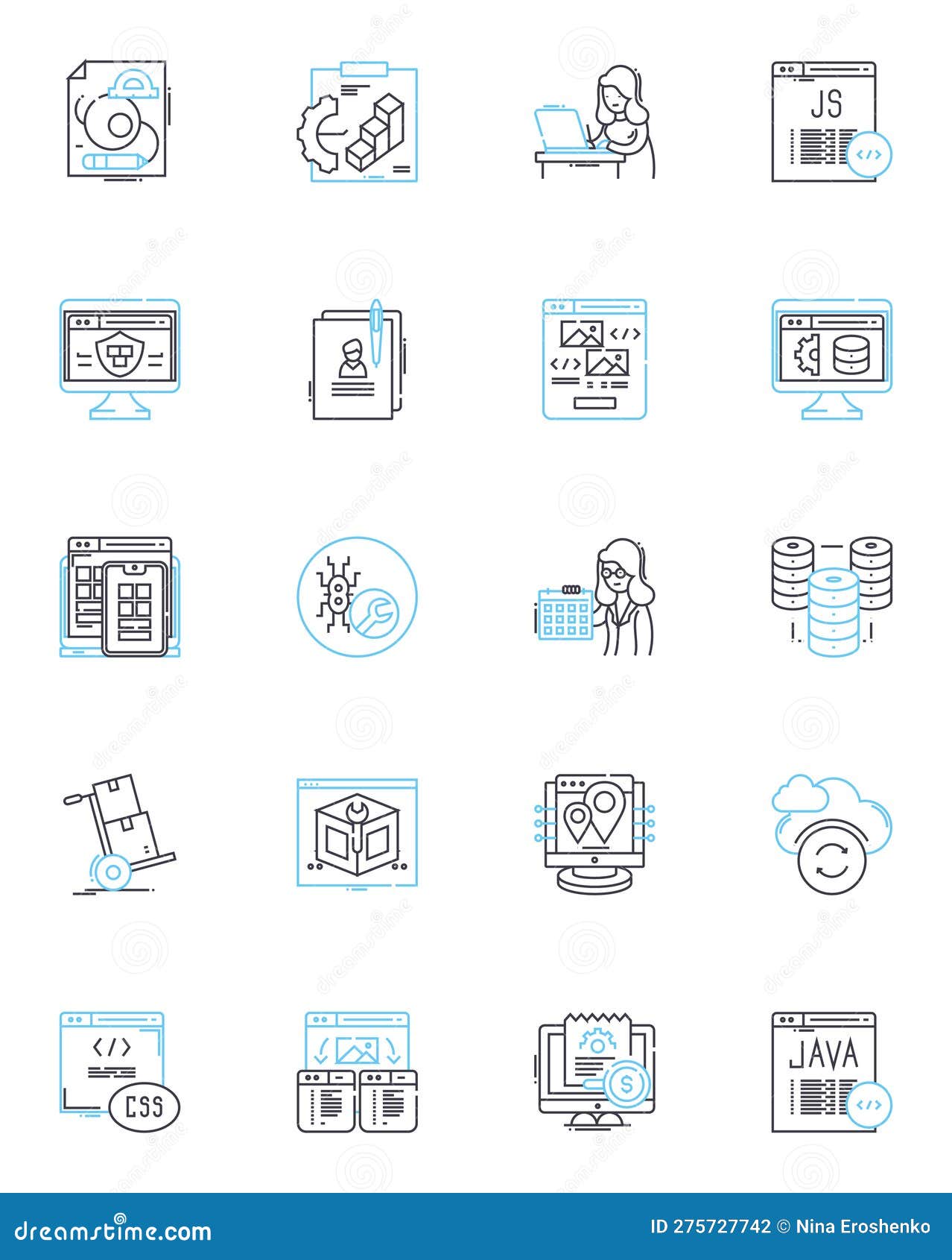 Risk Optimization Linear Icons Set. Strategy, Mitigation, Analysis ...