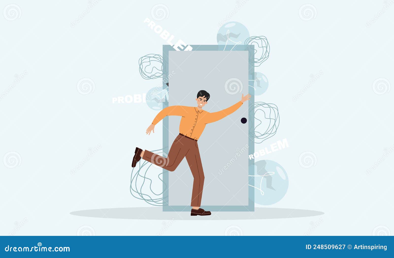 Risk or Problem Concept. Unhappy Character Under Difficult Stock Vector ...