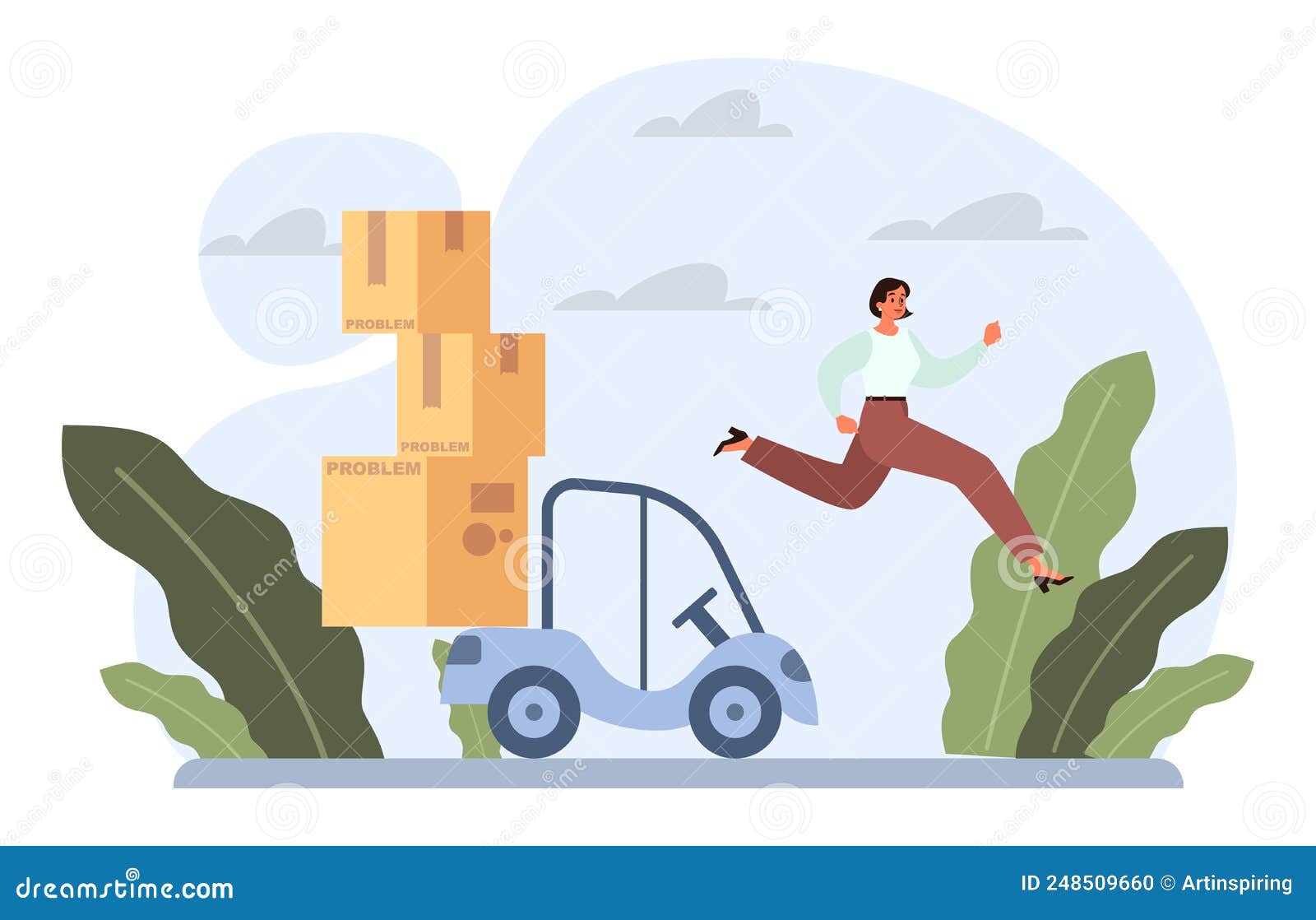 Risk or Problem Concept. Unhappy Character Under Difficult Stock ...