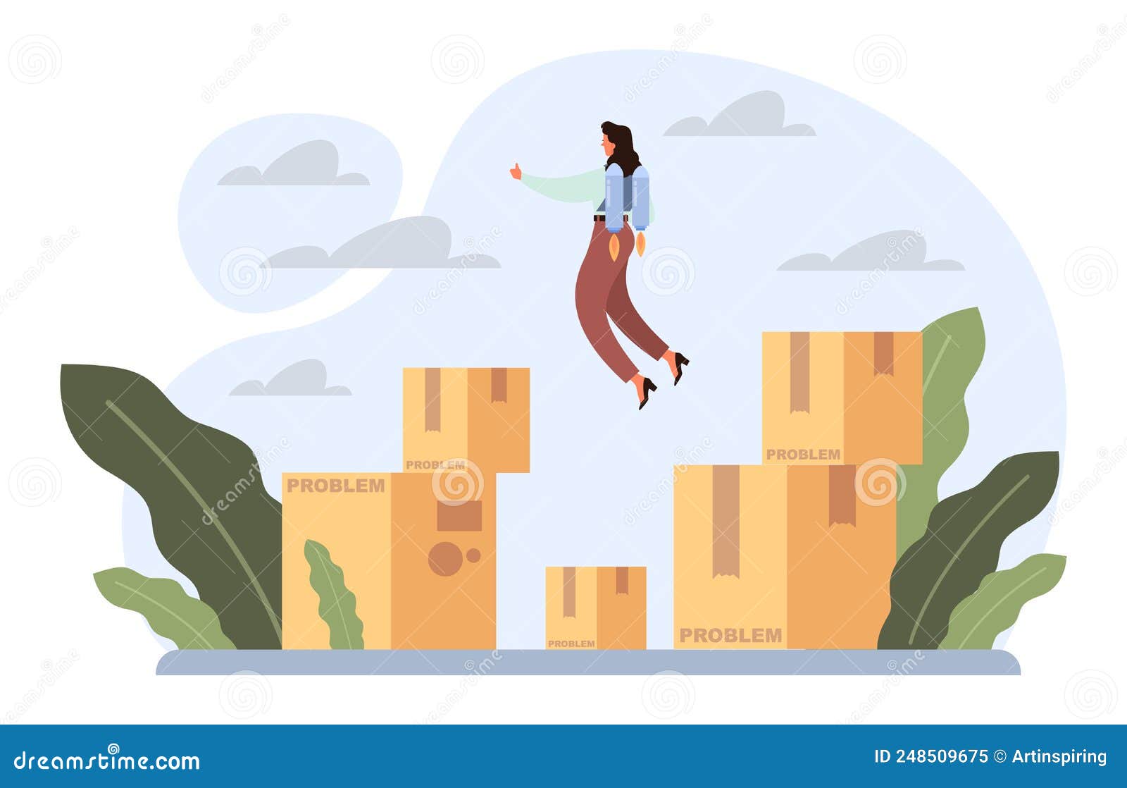 Risk or Problem Concept. Unhappy Character Under Difficult Stock Vector ...