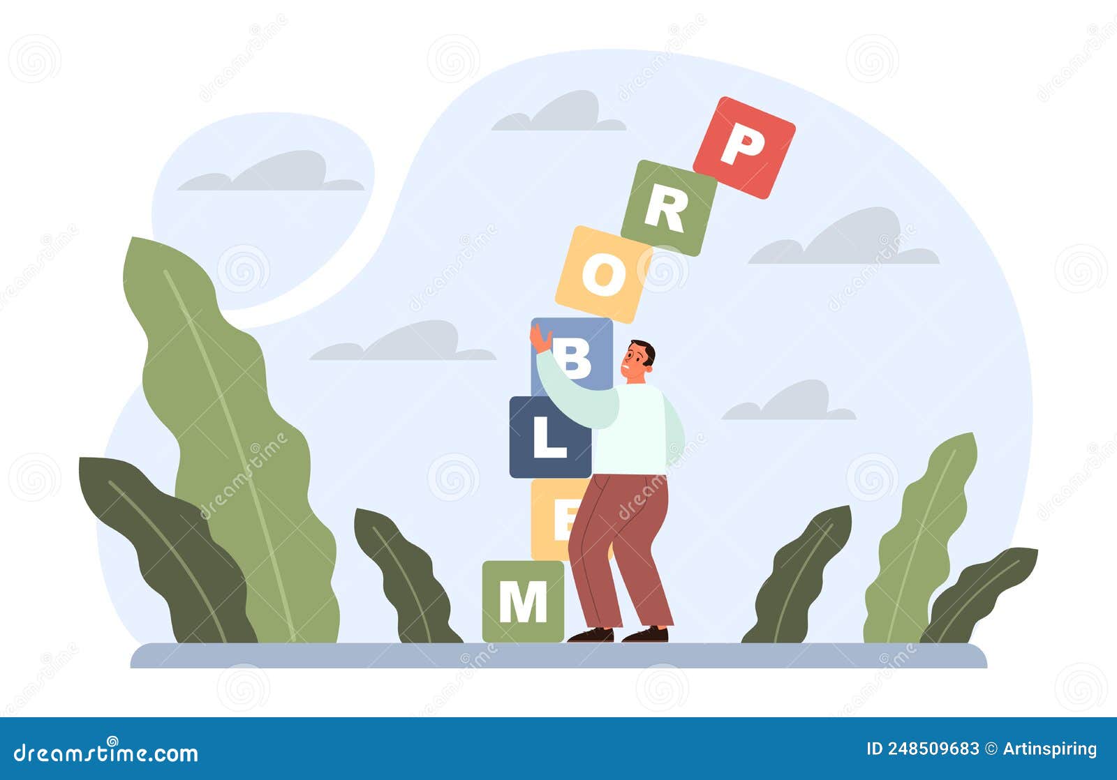 Risk or Problem Concept. Unhappy Character Under Difficult Stock Vector ...