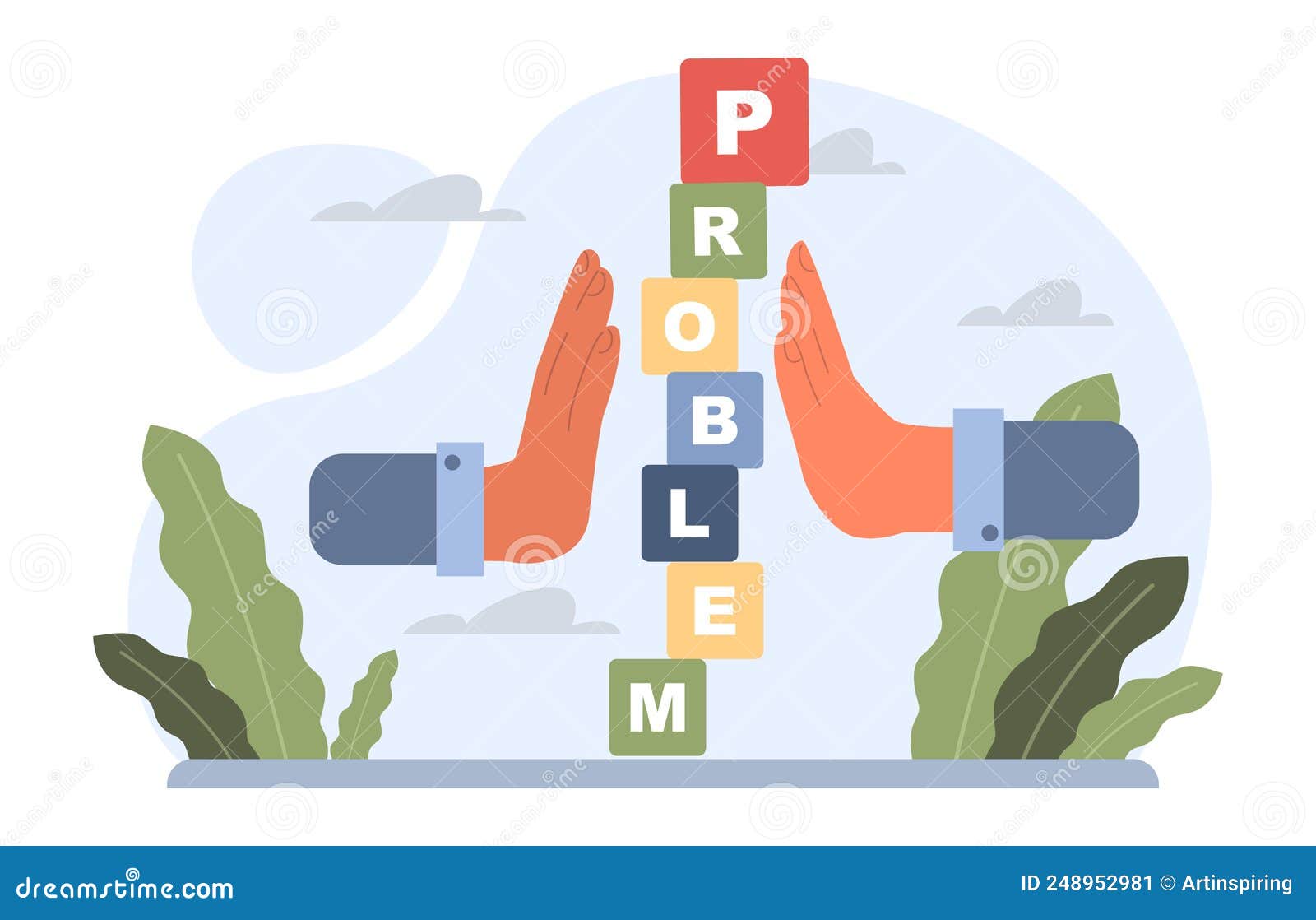 Risk or Problem Concept. Unhappy Character Under Difficult Stock Vector ...