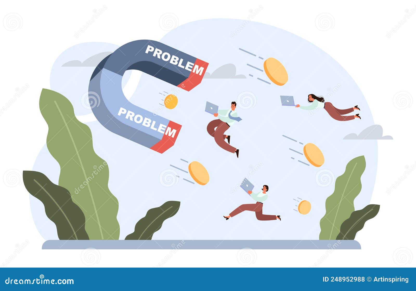 Risk or Problem Concept. Unhappy Character Under Difficult Stock Vector ...