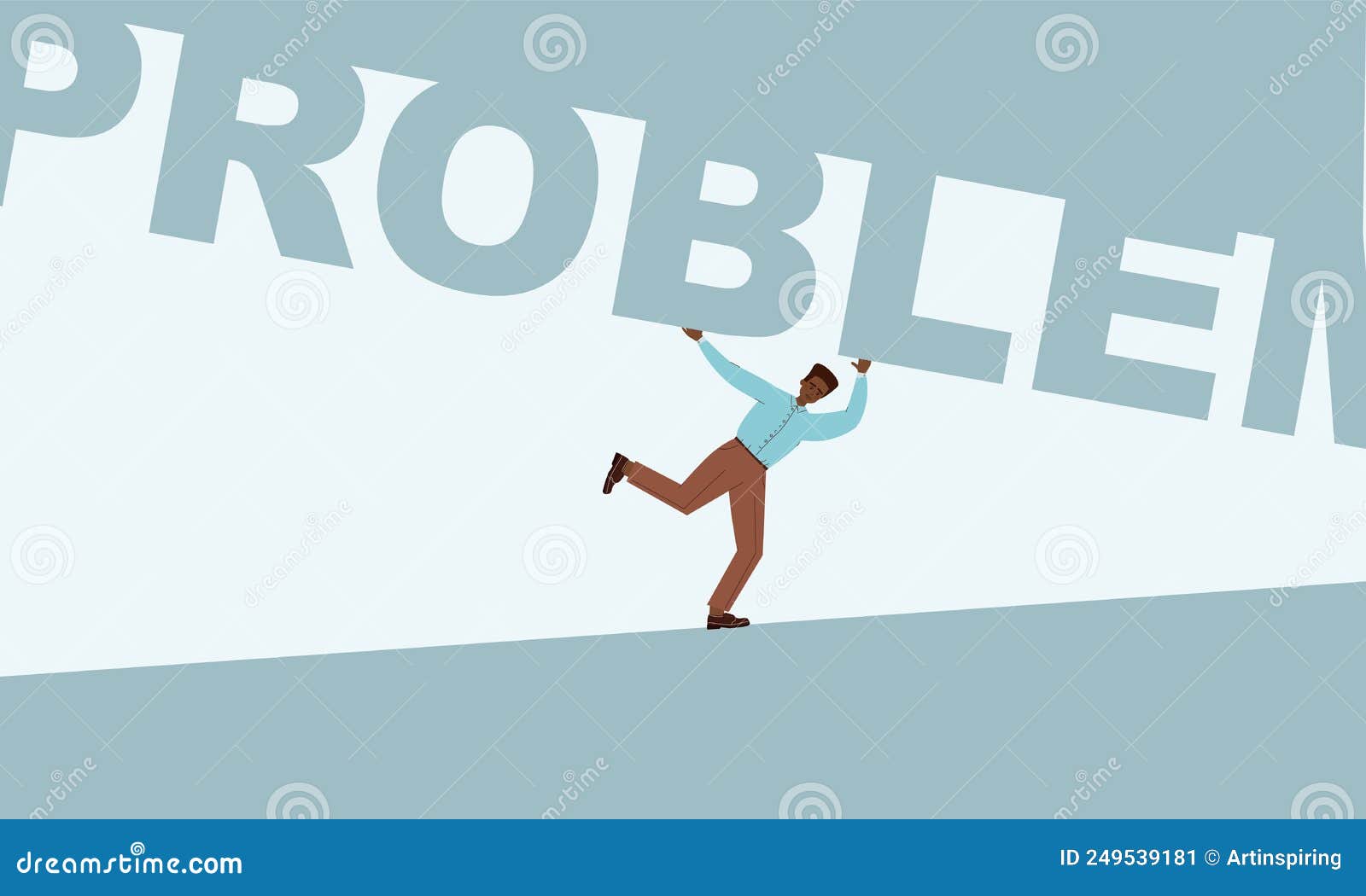 Risk or Problem Concept. Unhappy Character Under Difficult Stock Vector ...