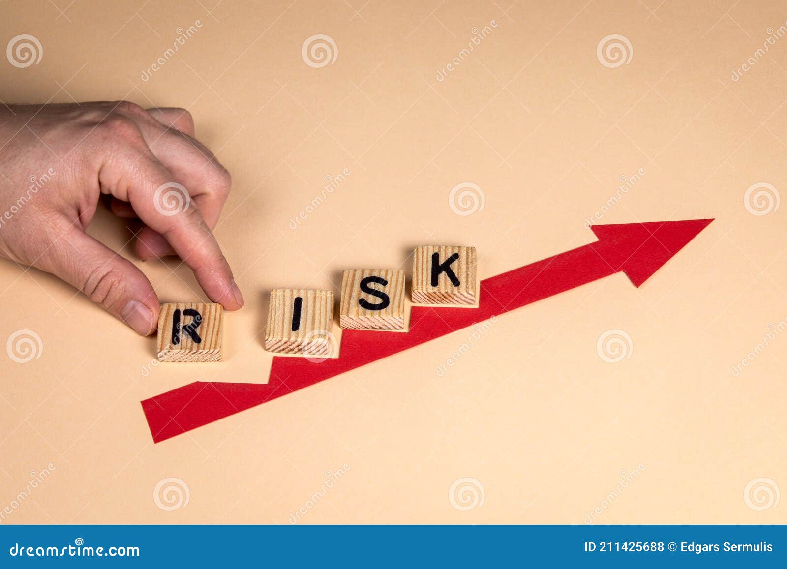 Risk. Red Arrow Indicates the Development and Growth Stock Photo ...