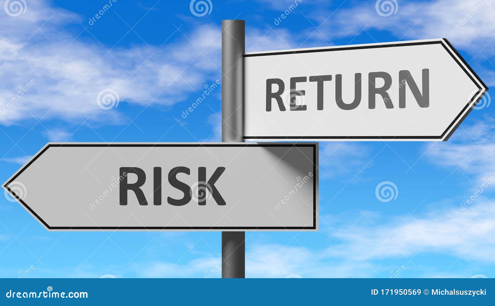 Risk And Return As A Choice - Pictured As Words Risk, Return On Road ... Risk And Return As A Choice - Pictured As Words Risk, Return On Road ...