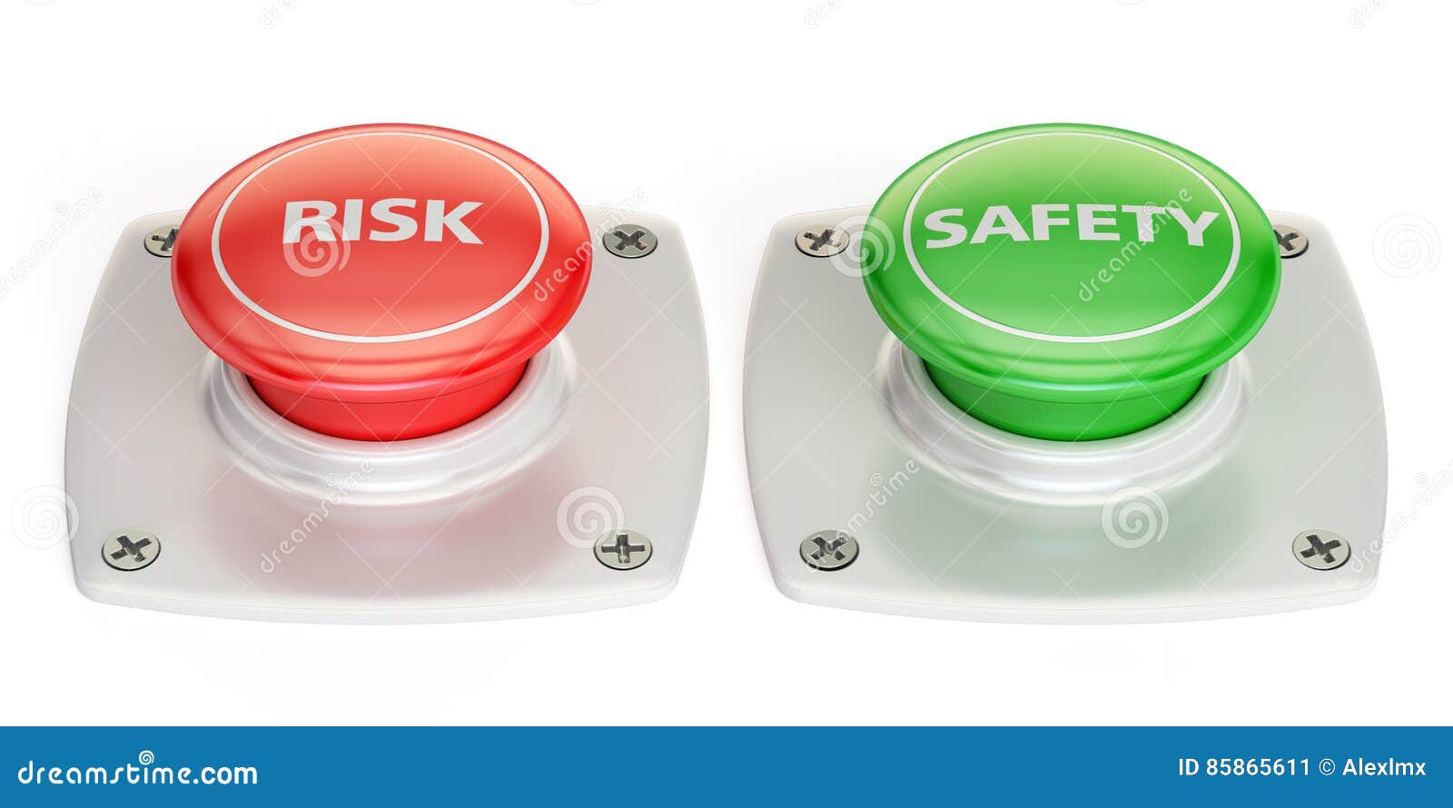 Risk and Safety Push Button, 3D Rendering Stock Illustration ...