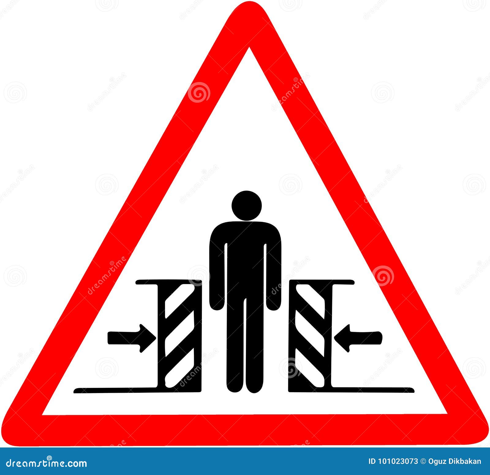 Risk of Squeezing Automatic Door Can Hit You Be Carefull Warning.Red ...