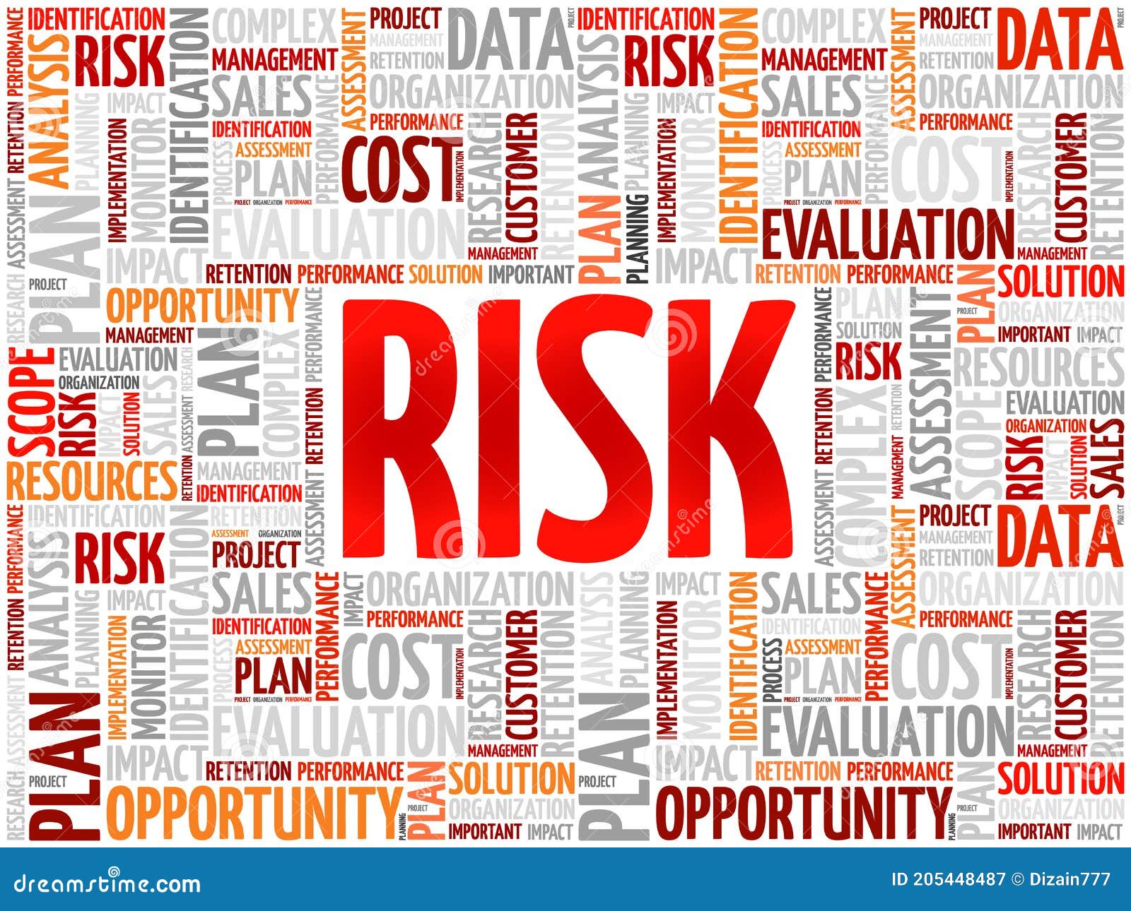 RISK word cloud stock illustration. Illustration of conceptual - 205448487