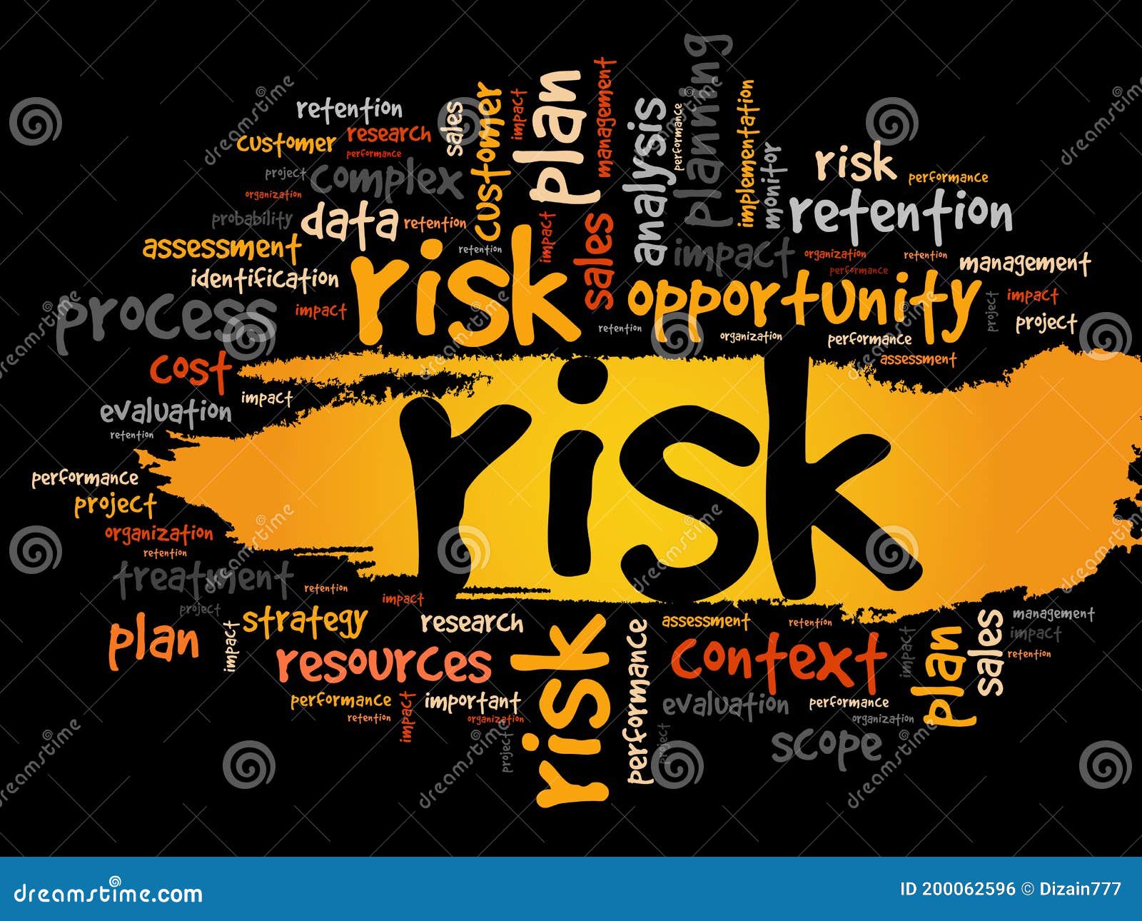 RISK word cloud stock illustration. Illustration of finance - 200062596